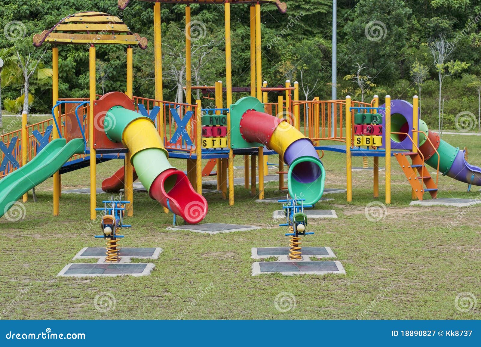 In Park Amusement Equipment Stock Image - Image of child, pasture: 18890827