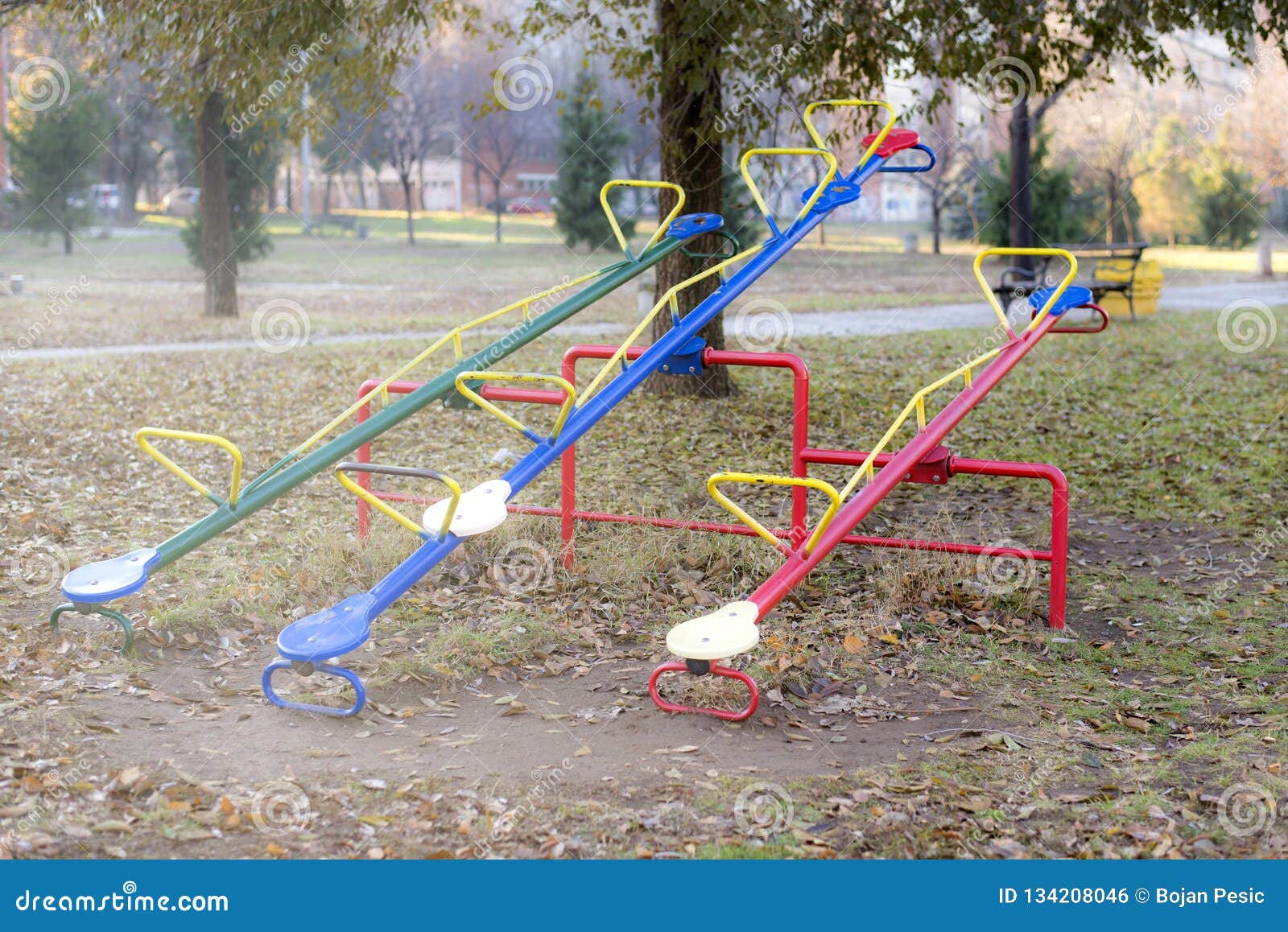Teeter in the Park in the Autumn Background Stock Photo - Image of ...