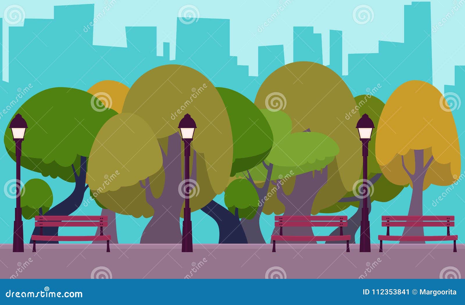Park in the Background of the City Stock Vector - Illustration of ...