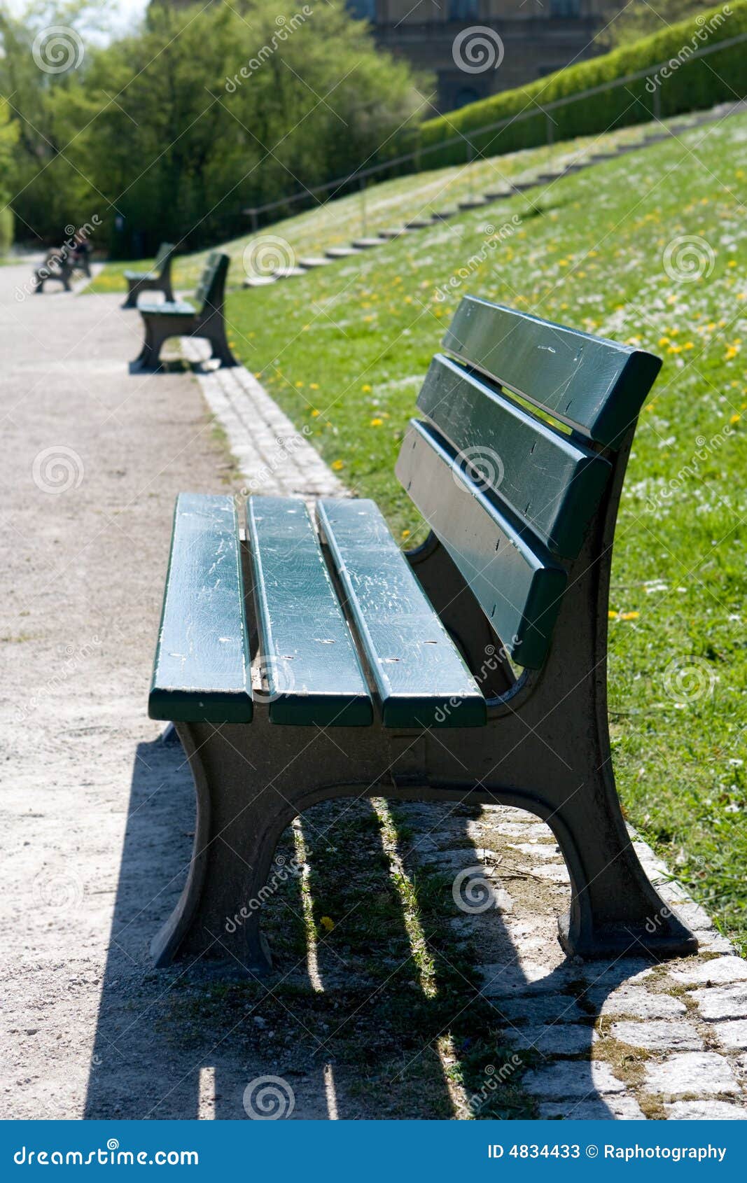 Park bench stock image. Image of garden, hill, morning - 4834433
