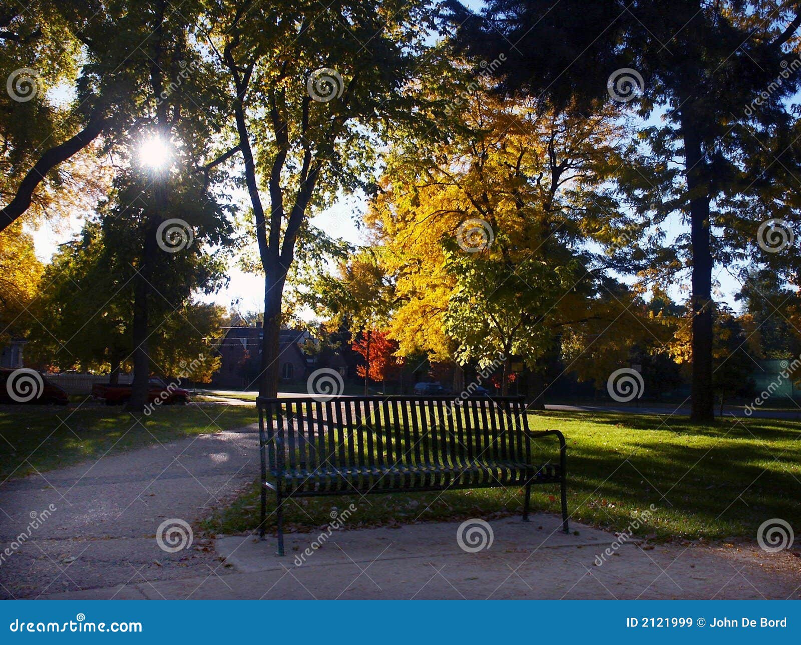 Park bench in autumn park stock image. Image of bench - 2121999