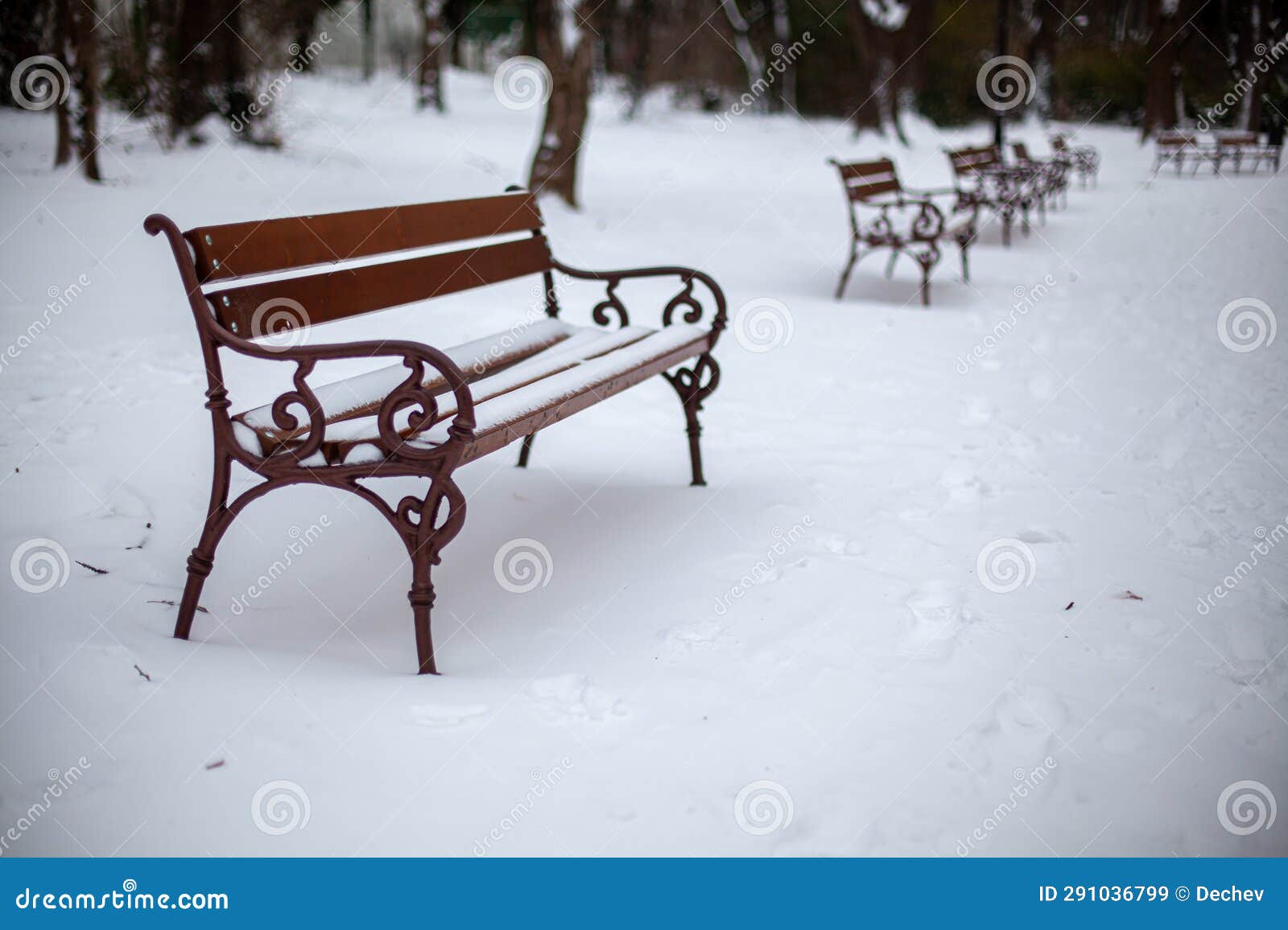 Park Bench Covered by Heavy Snow Stock Image - Image of benches ...