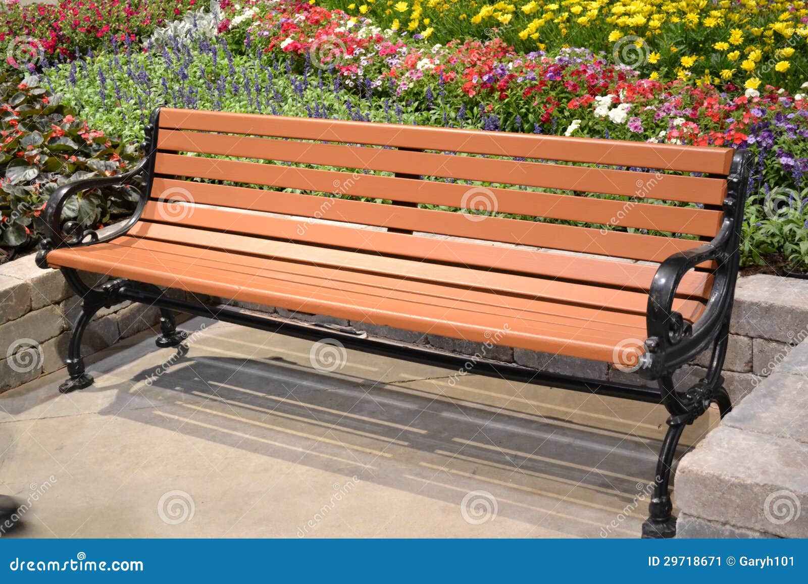 Park Bench with Flowers stock image. Image of inviting - 29718671