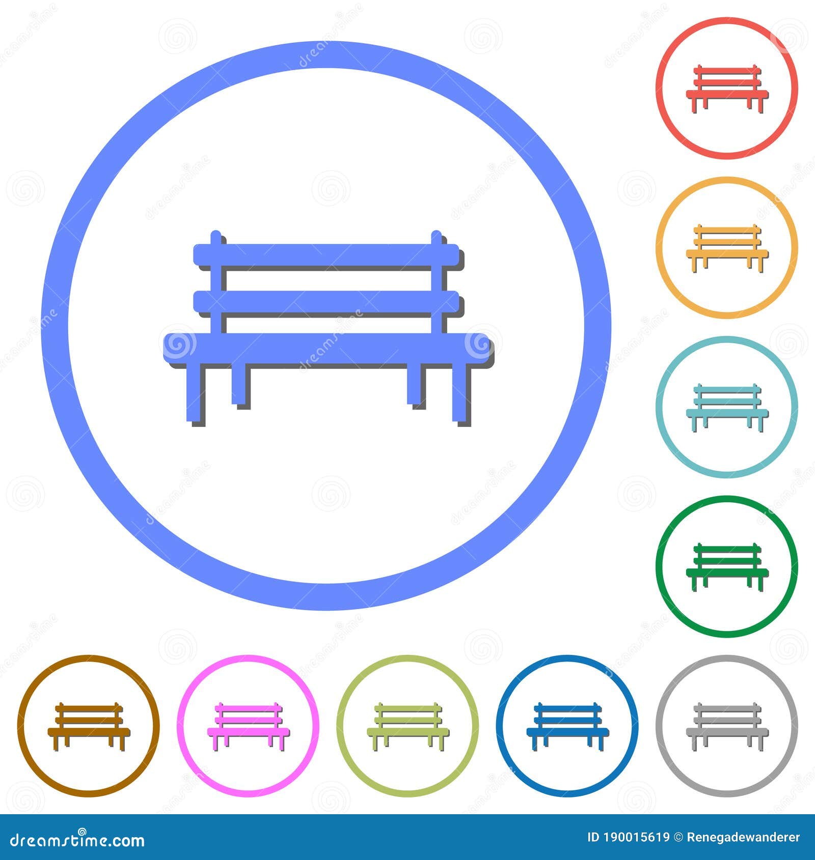 Park Bench Icons with Shadows and Outlines Stock Vector - Illustration ...