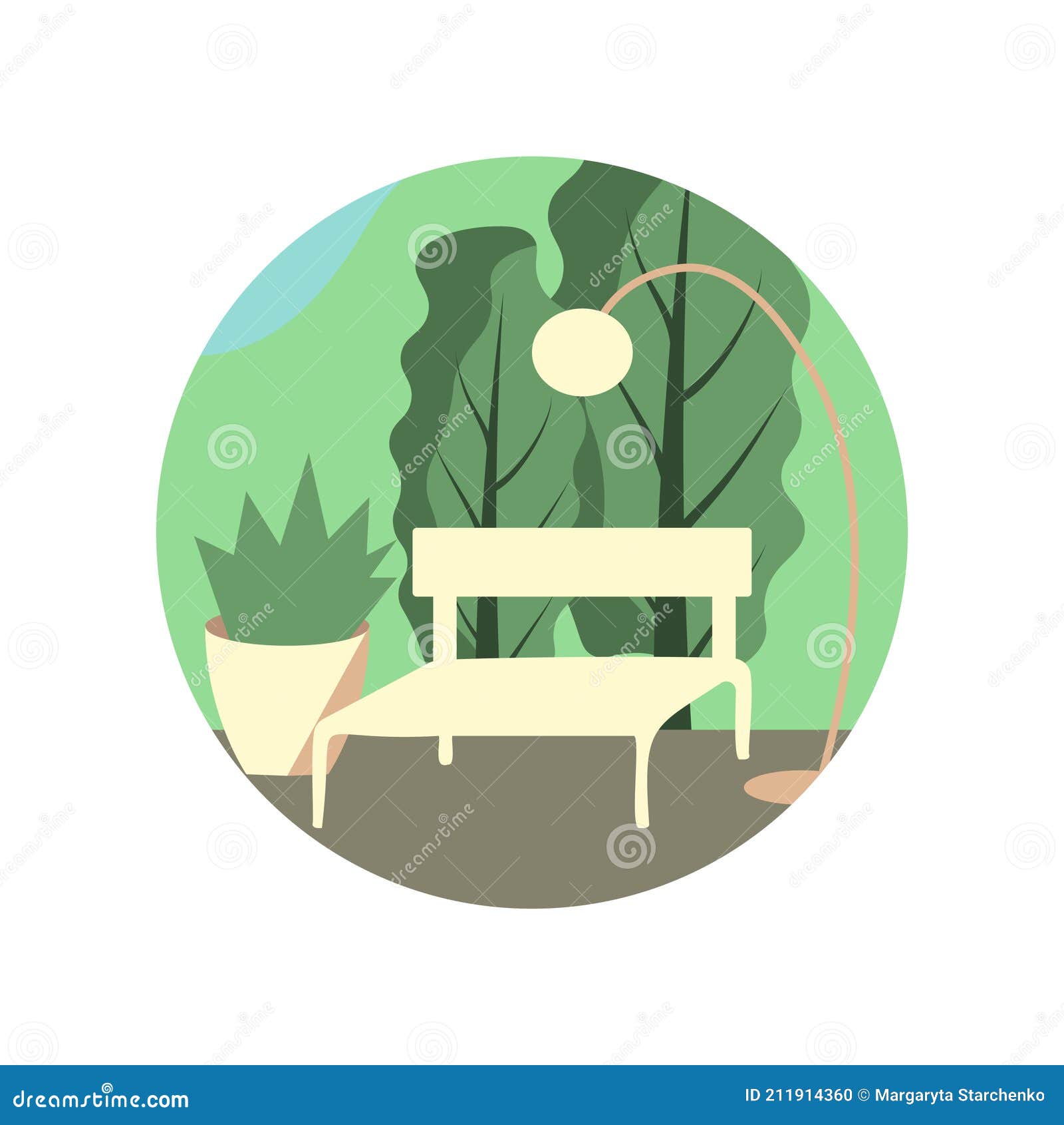 Park bench illustration stock vector. Illustration of vector - 211914360