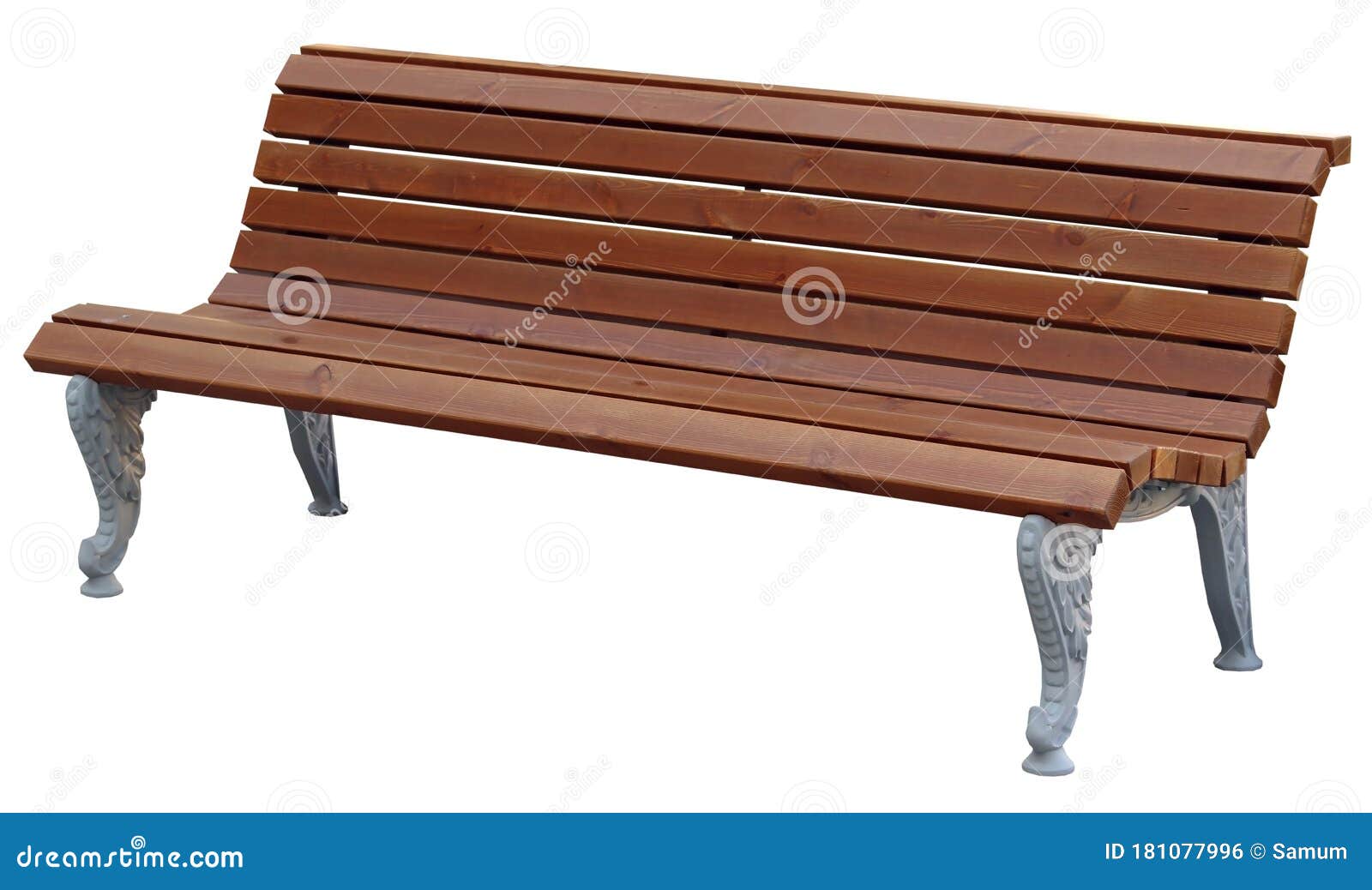 Park Bench Isolated on White Stock Photo - Image of plank, exterior ...