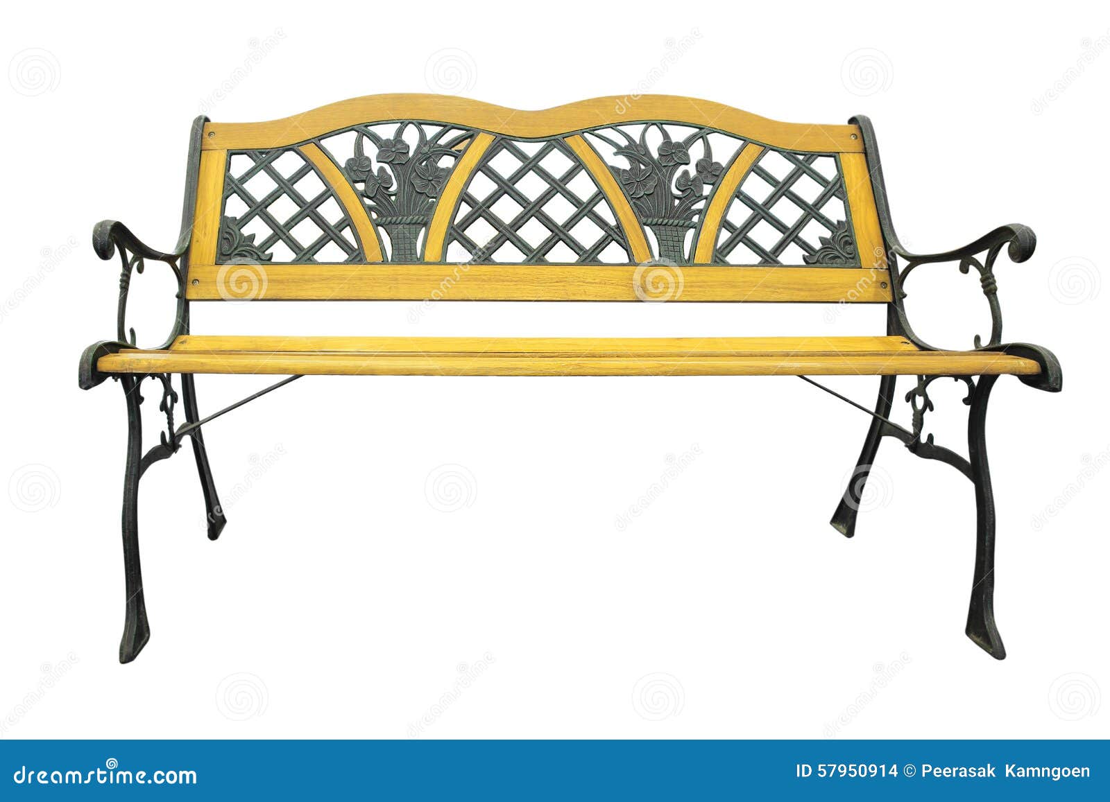 Park Bench Isolated on White Background Stock Photo - Image of iron ...