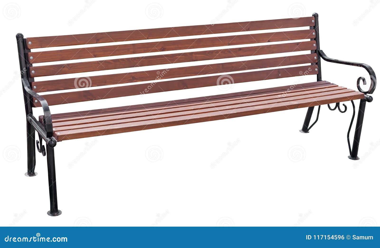 Park Bench Isolated on White Stock Photo - Image of forged, furniture ...