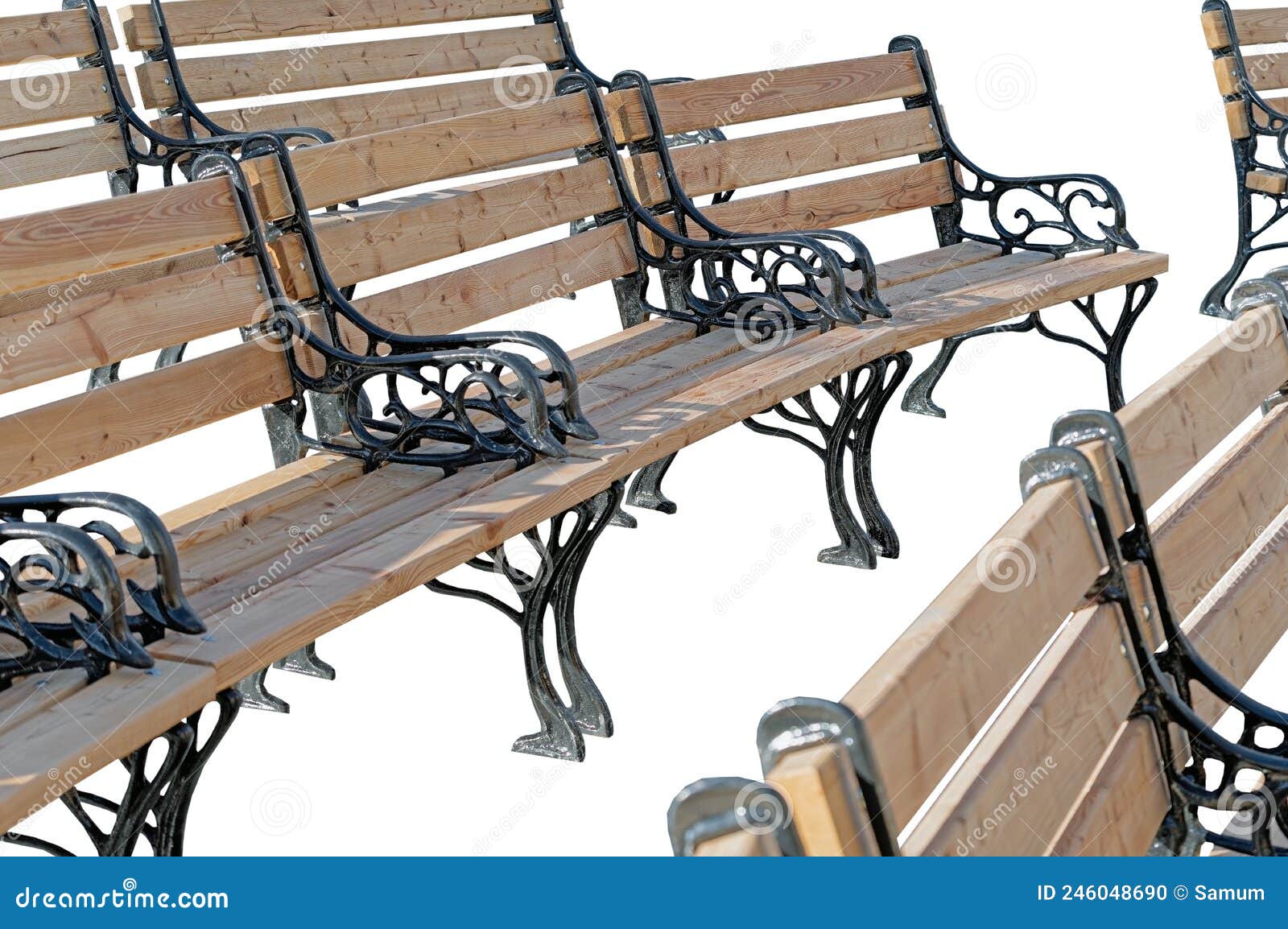Park Bench Isolated on White Stock Photo - Image of board, relaxation ...