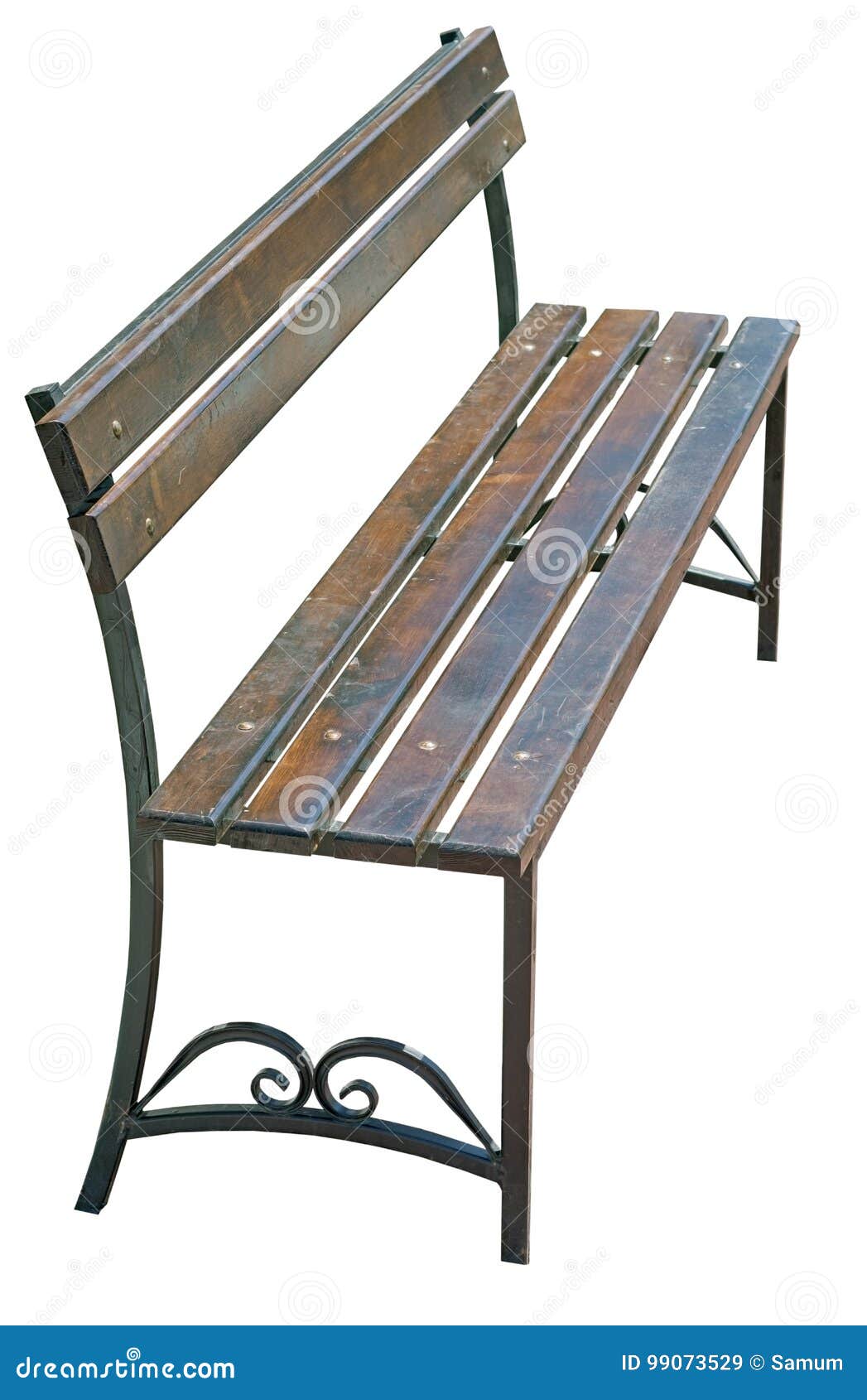 Park Bench Isolated on White Stock Image - Image of horizontal ...