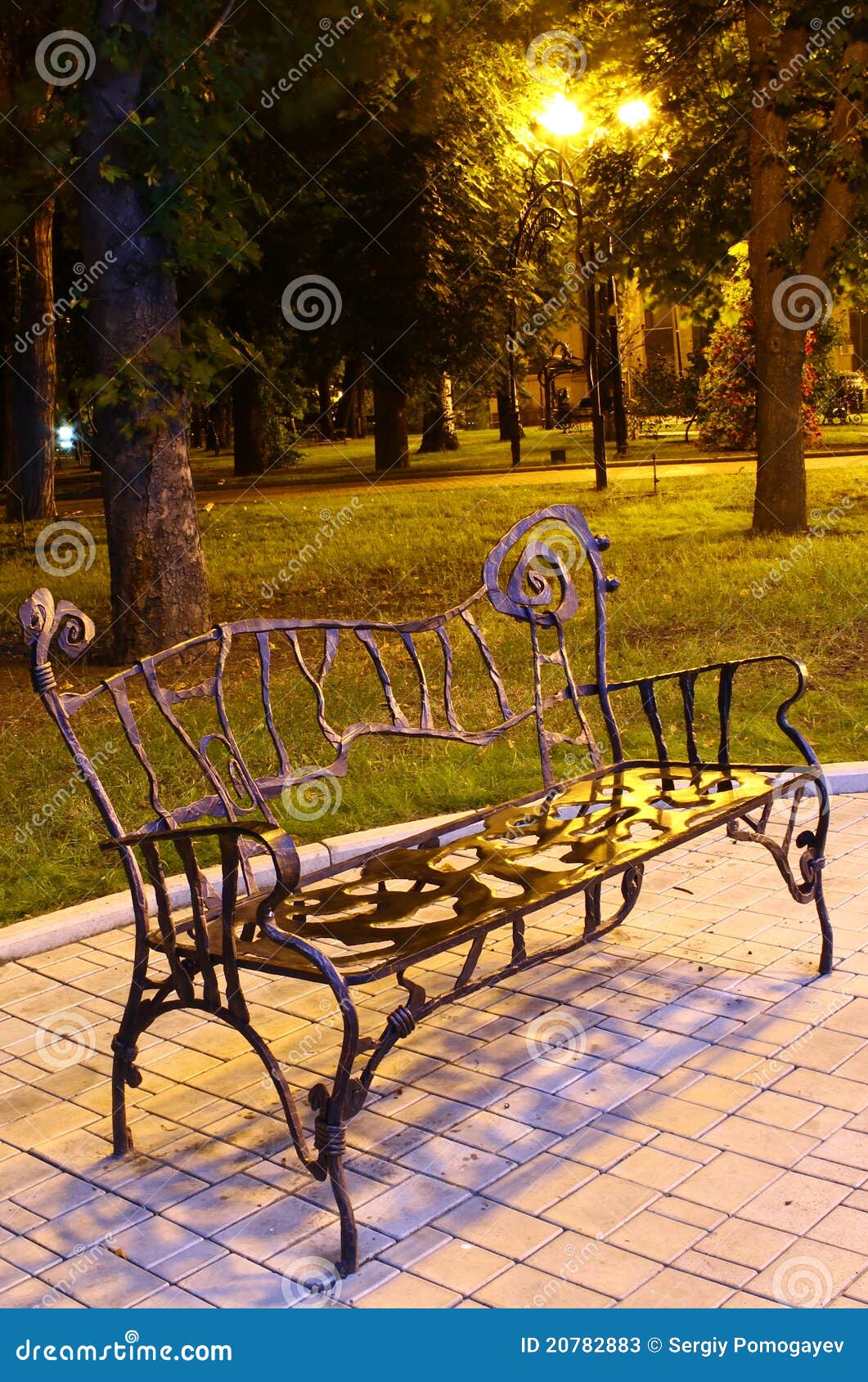Park bench at night stock image. Image of mystery, park - 20782883