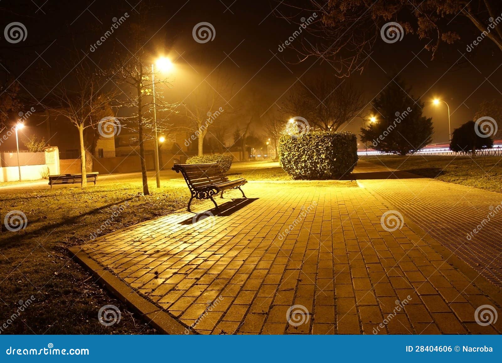 Park bench in the night stock photo. Image of city, light - 28404606