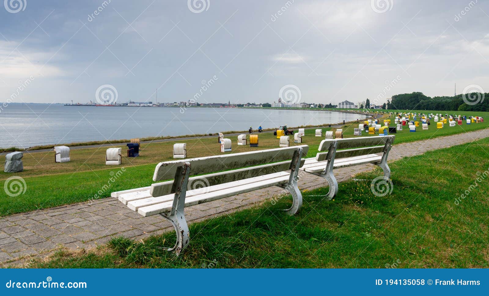 Park Bench on Top of a at the Beach of Cuxhaven, Germany Editorial ...