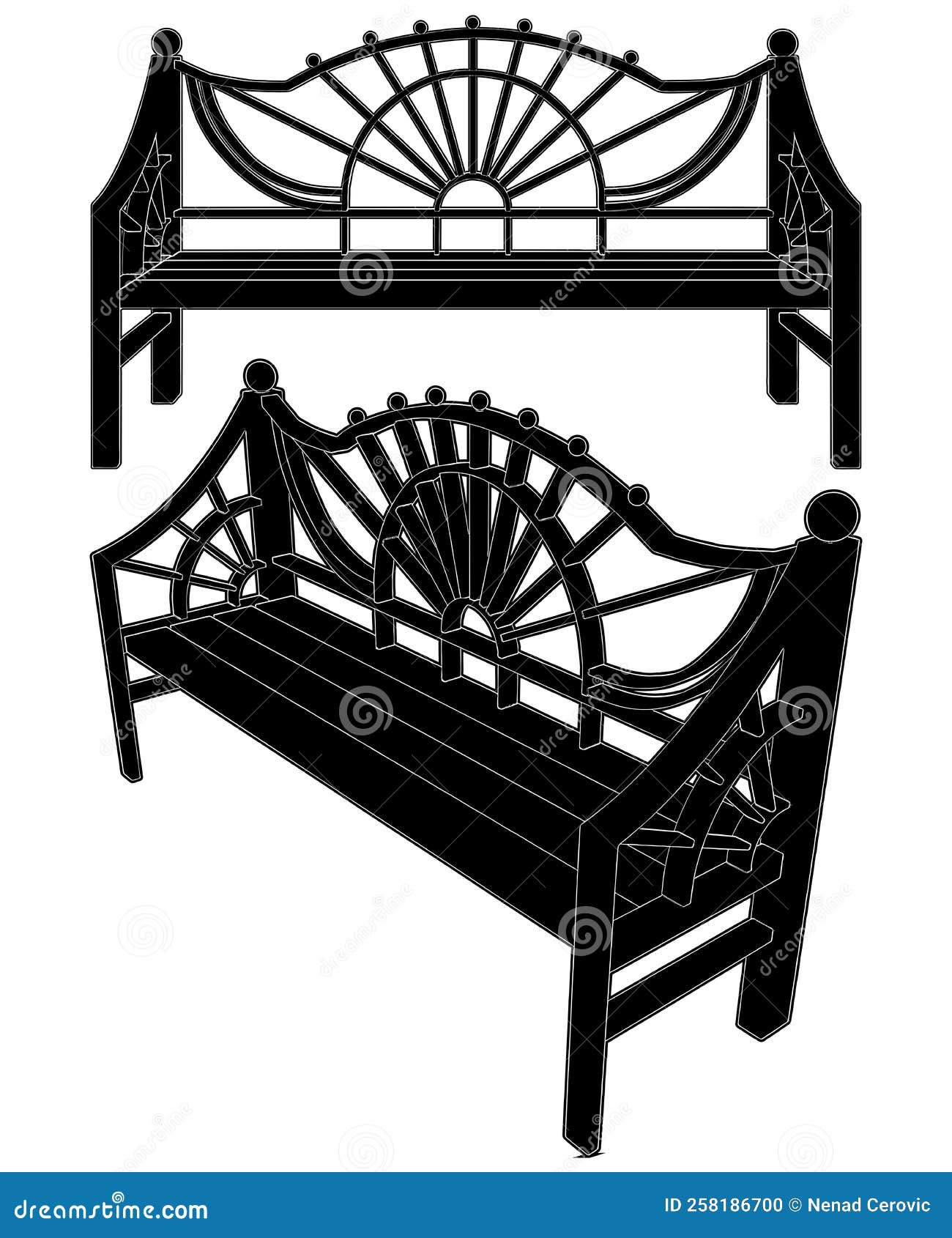 Park Bench Vector. Illustration Isolated on White Background Stock ...