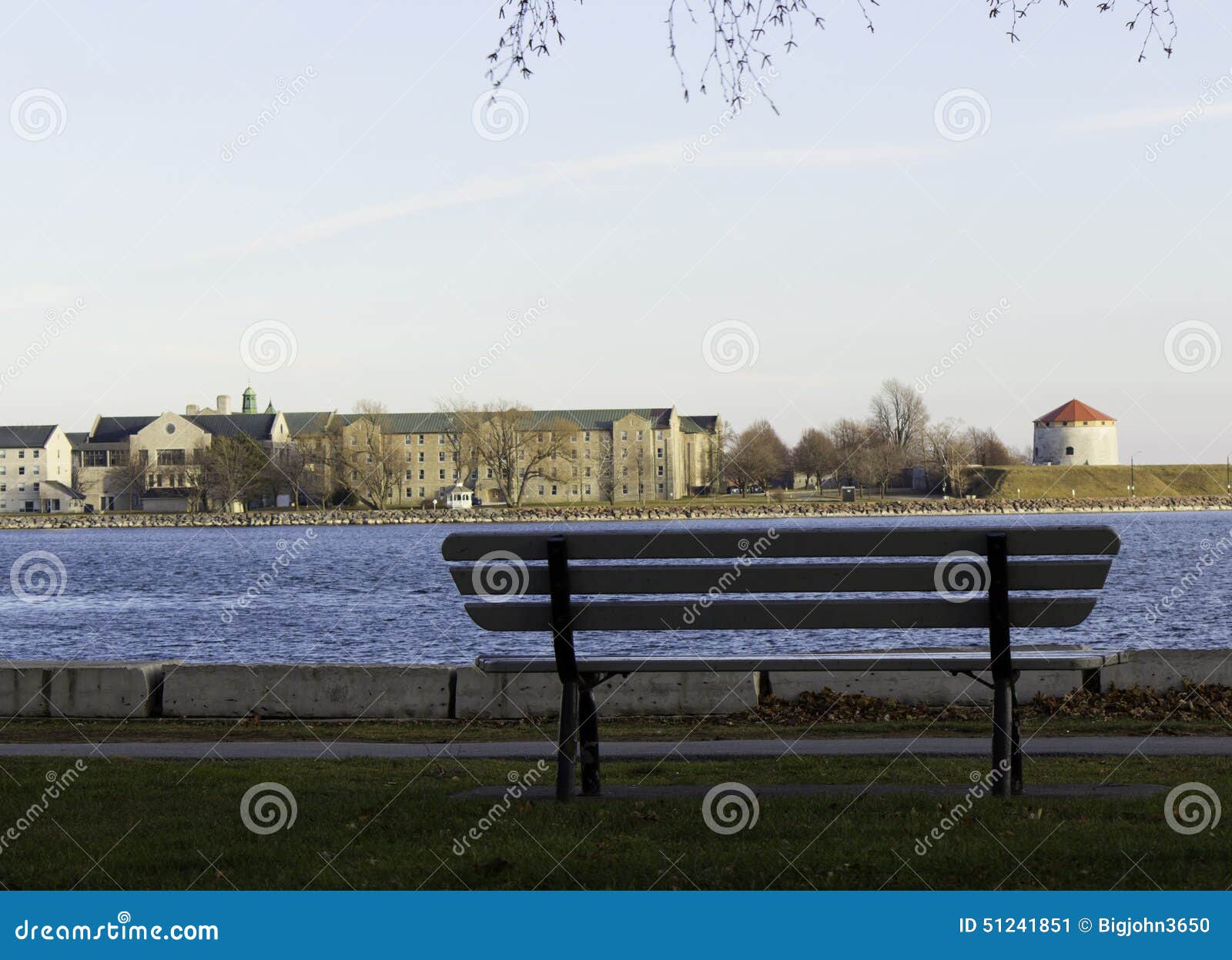 Park bench by the water stock image. Image of landscape - 51241851