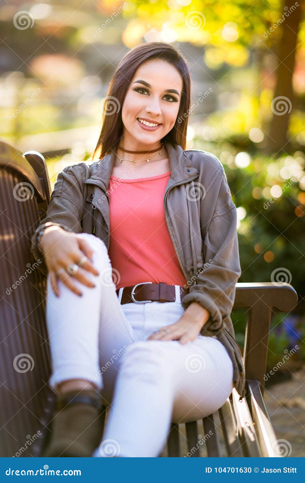 Park Bench Woman stock photo. Image of adult, girl, bench - 104701630