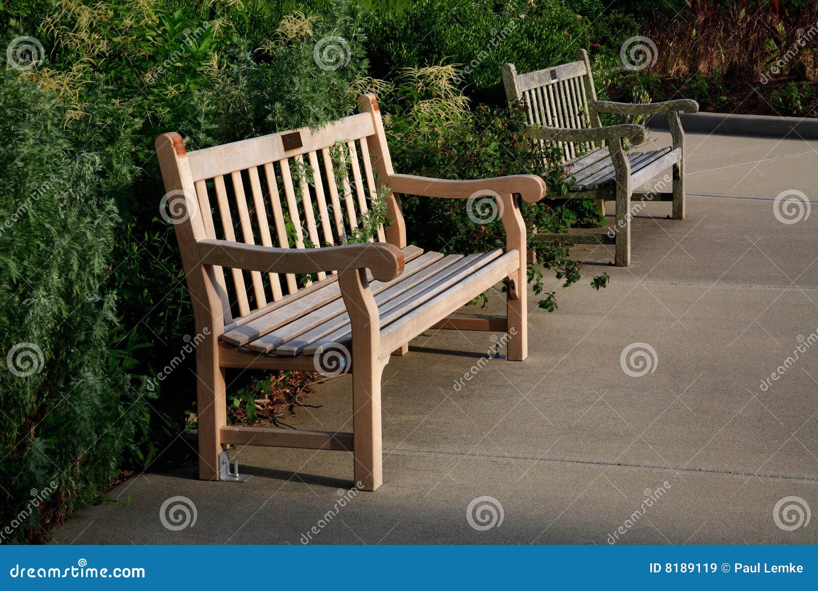 Park Benches stock image. Image of sidewalk, concrete - 8189119