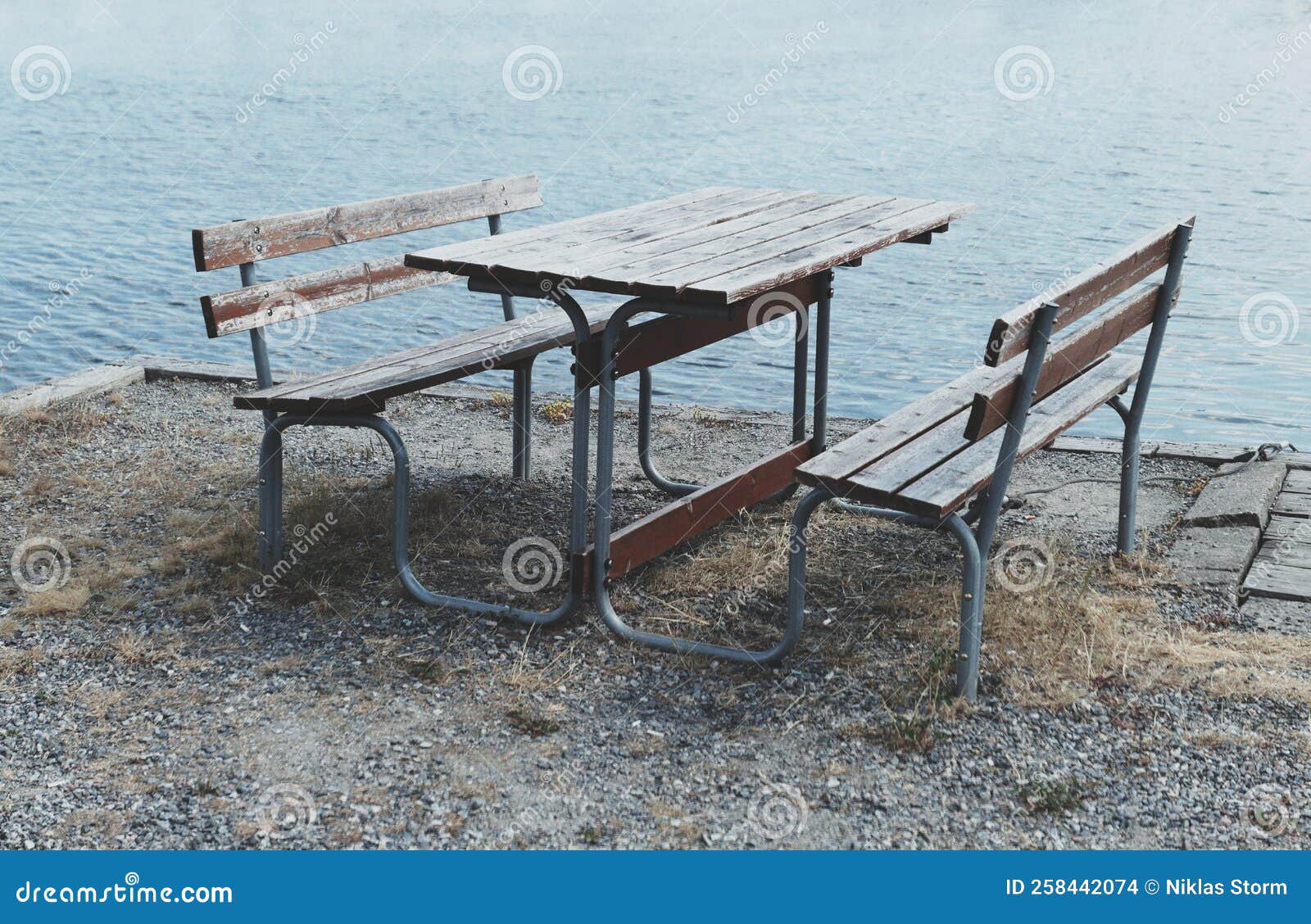Park Benches in Front of Water Stock Photo - Image of furniture, room ...