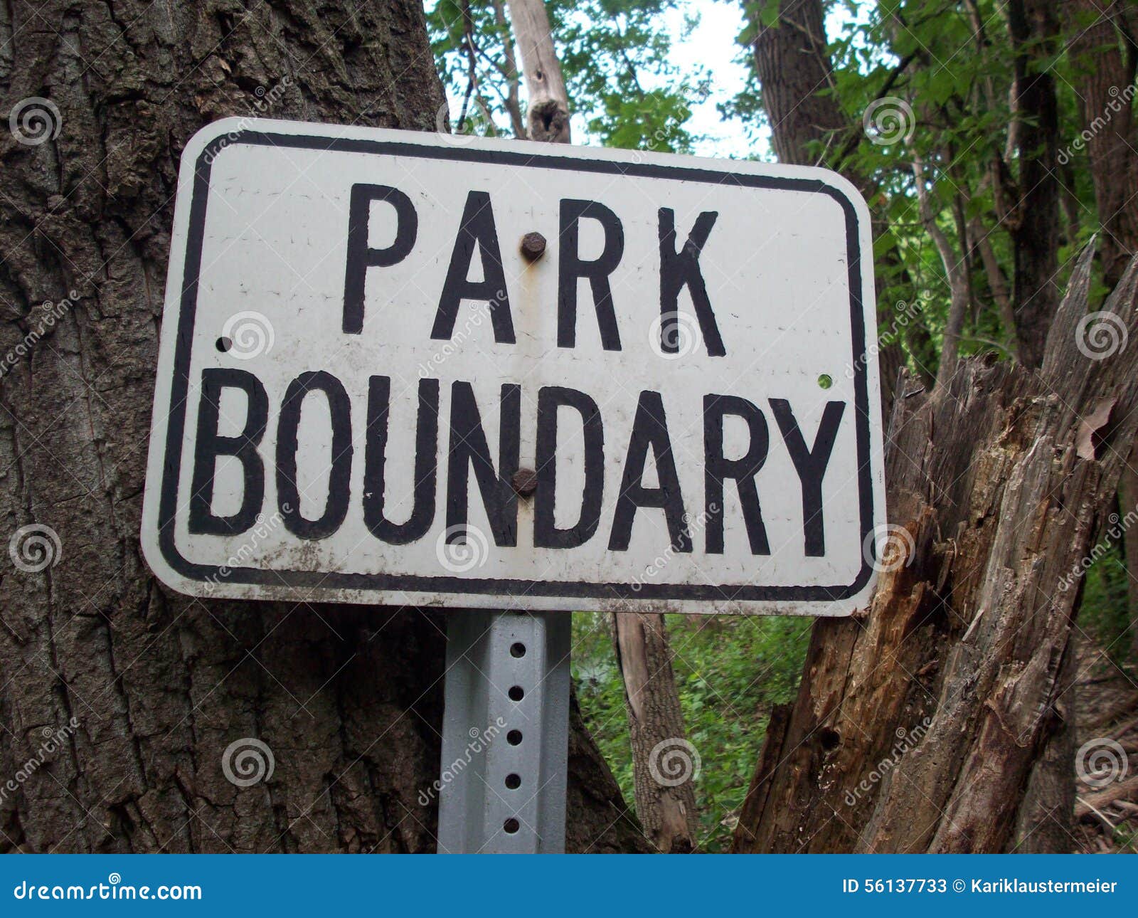 Park Boundary Sign stock image. Image of sign, center - 56137733