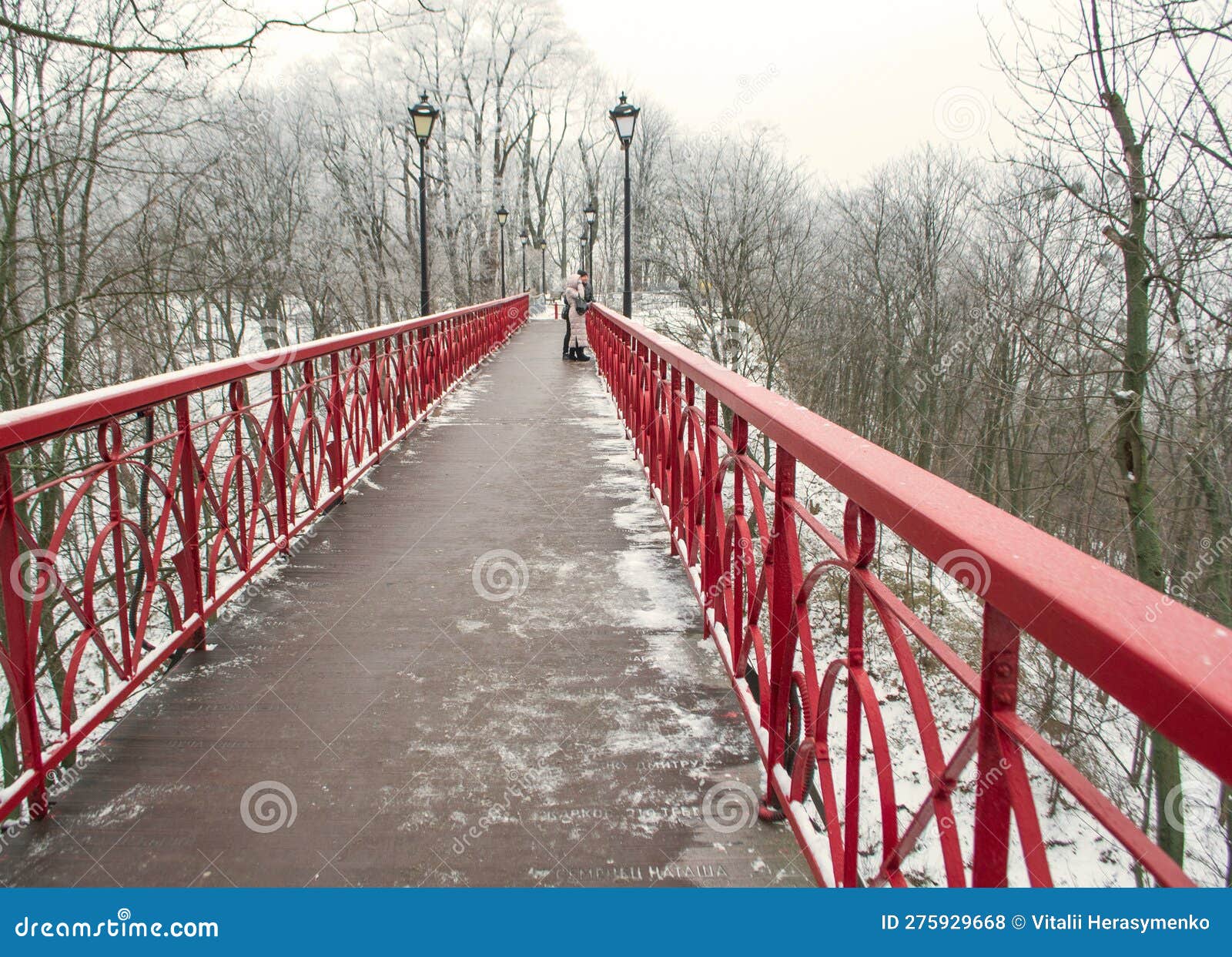 Winter. Pedestrian Bridge Over the Road Stock Photo - Image of road ...