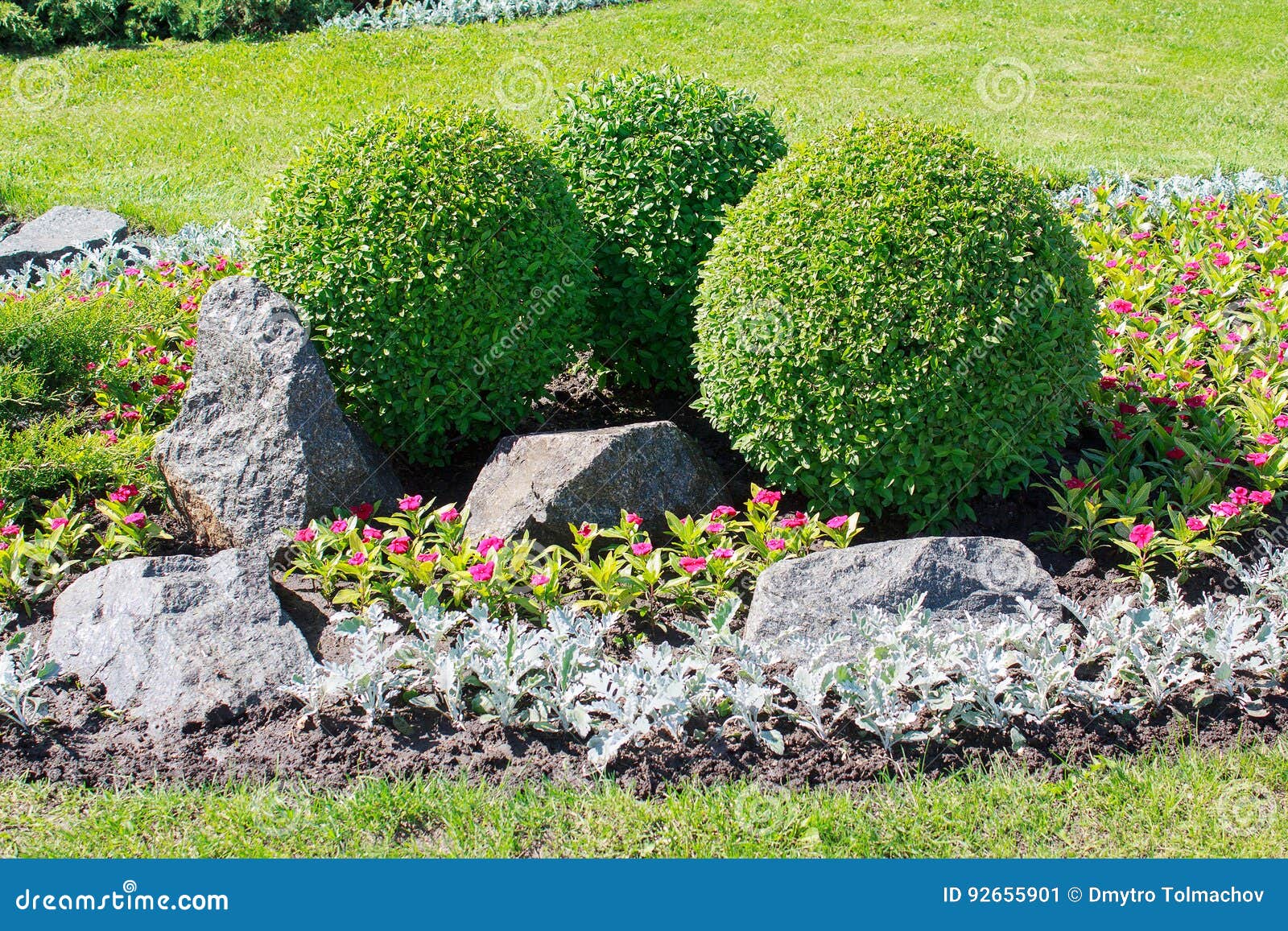 Park with Bushes and Stones Stock Image - Image of decoration ...