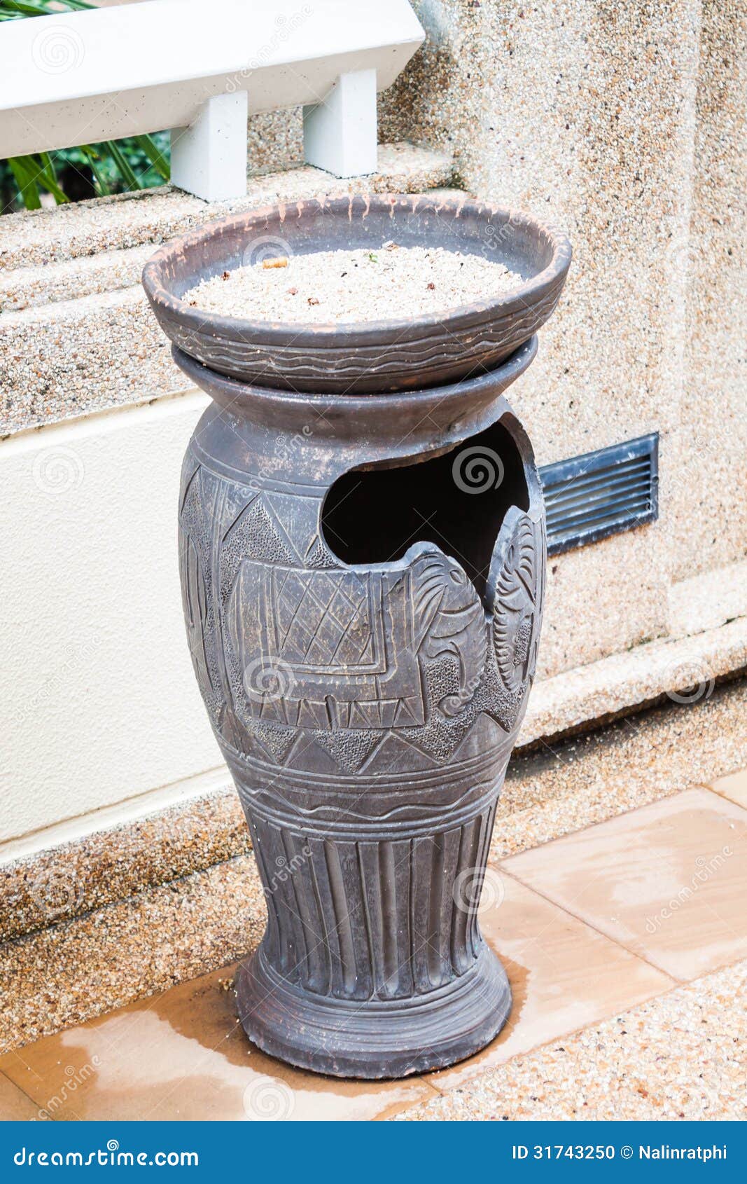 Park Ceramic Trash Bin for Smoking Area Stock Photo - Image of external ...