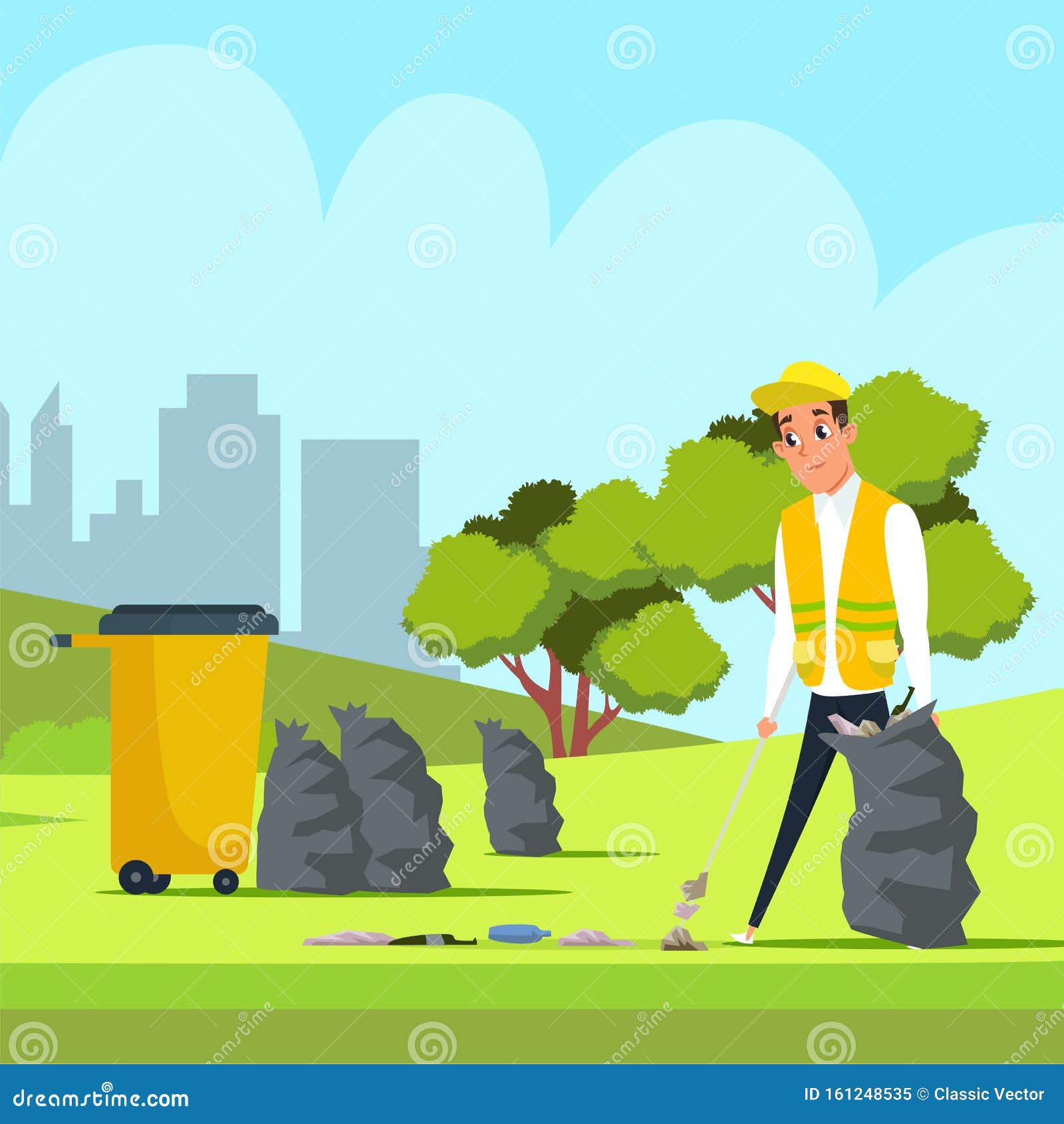 Park Cleaning Process Flat Vector Illustration Stock Vector ... Park Cleaning Process Flat Vector Illustration Stock Vector ...