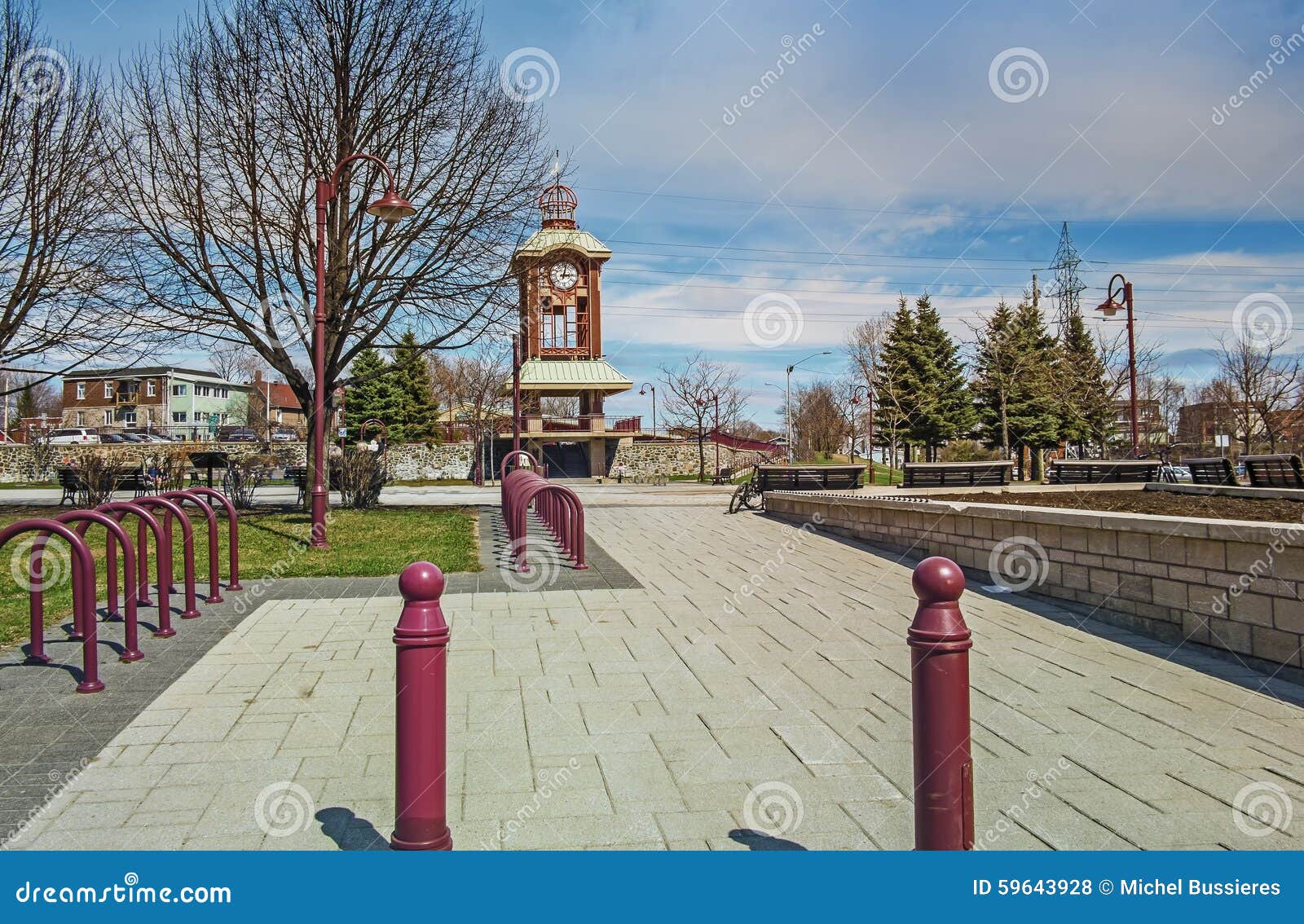 Park clock stock photo. Image of bench, hour, numeral - 59643928