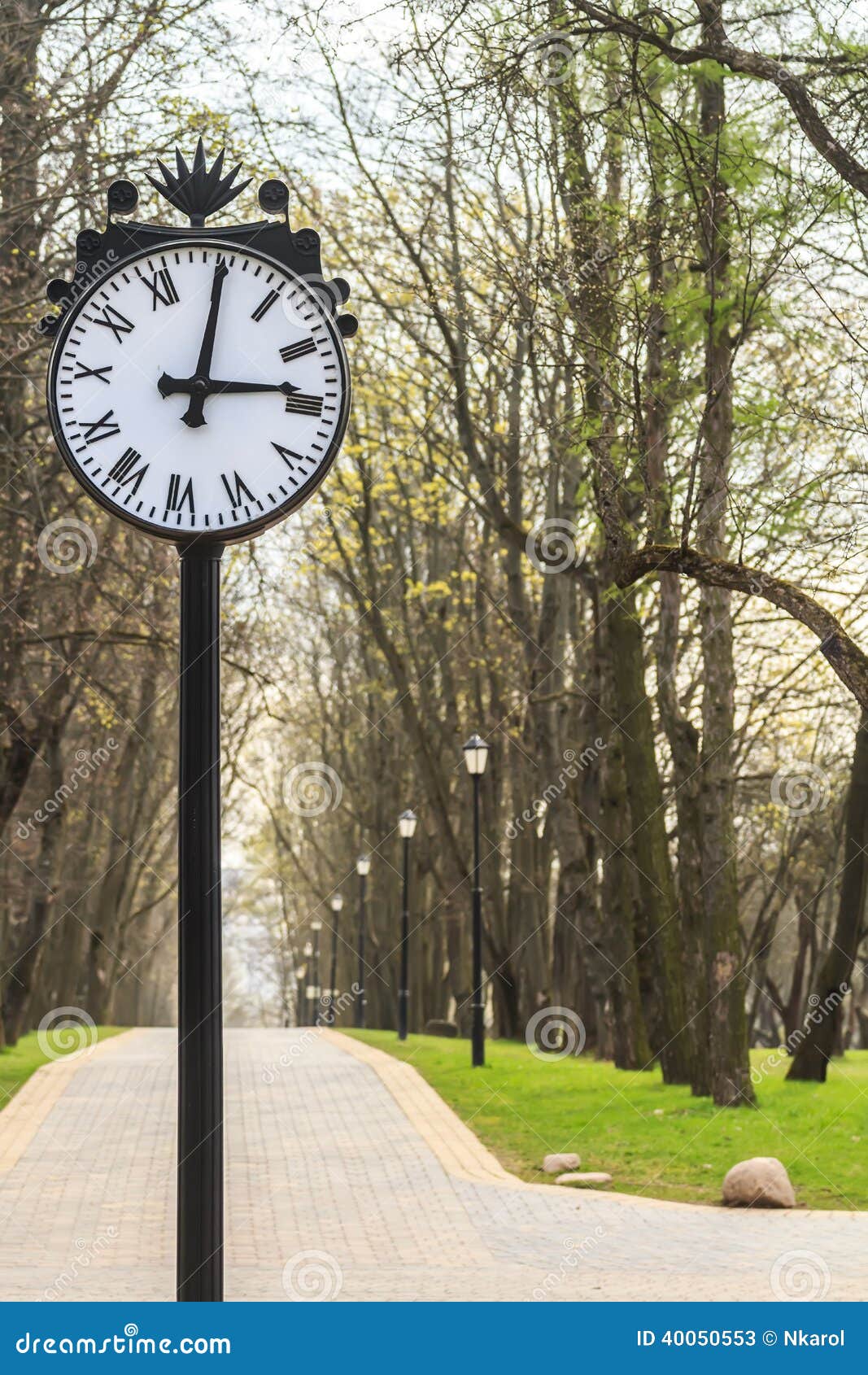 Park Clock on Spring Alley Background Stock Image - Image of downtown ...