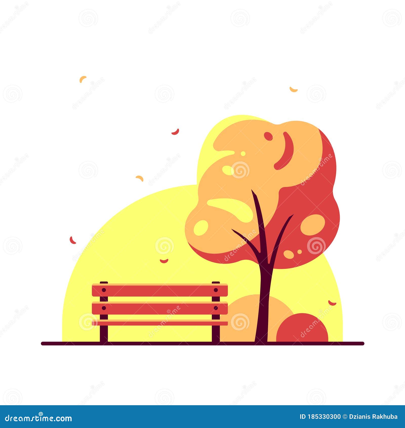 Bench in Autumn City Park, Flat Style Vector Stock Vector ...