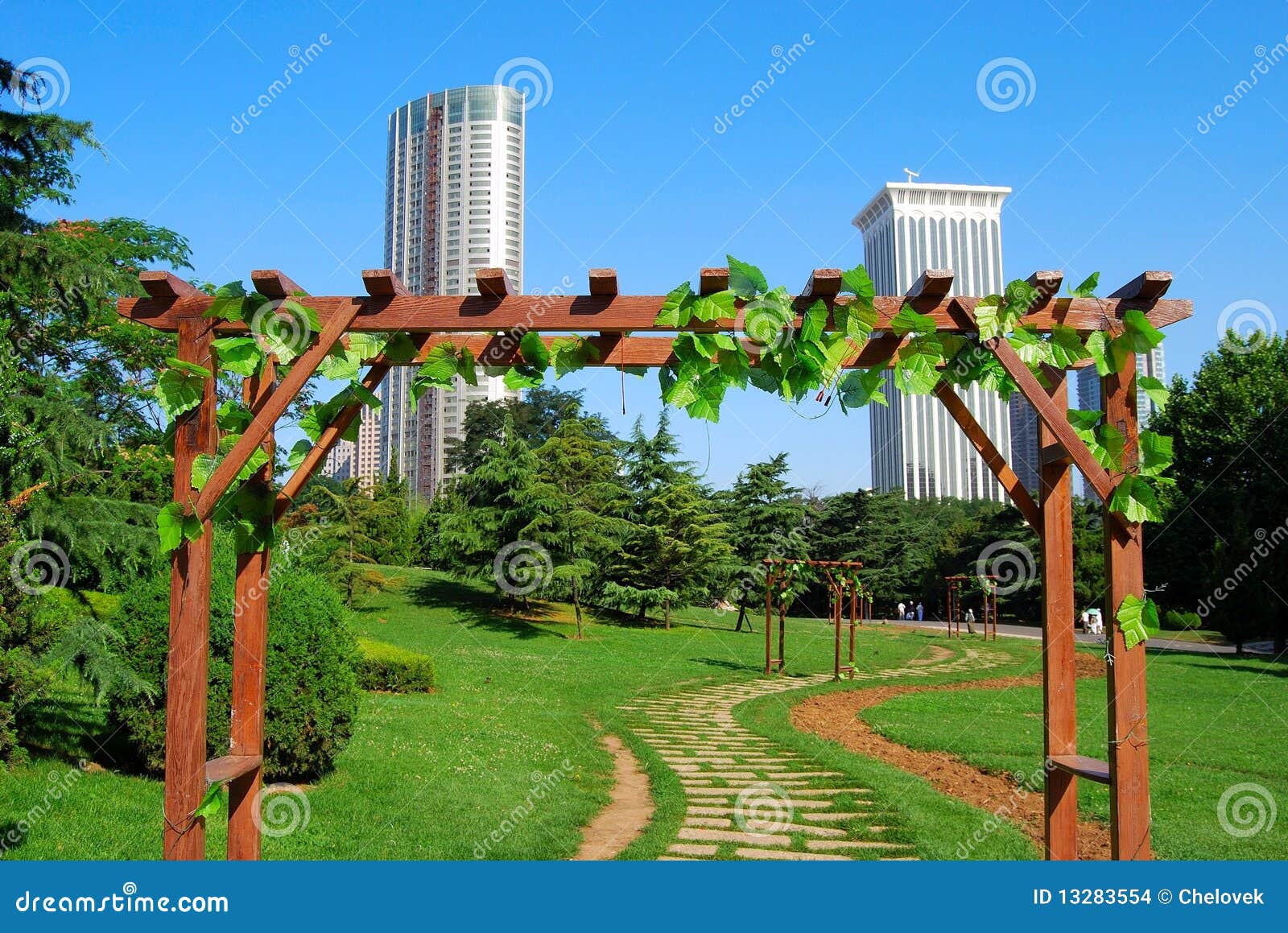 Park. Dalian, China. stock photo. Image of office, exterior - 13283554
