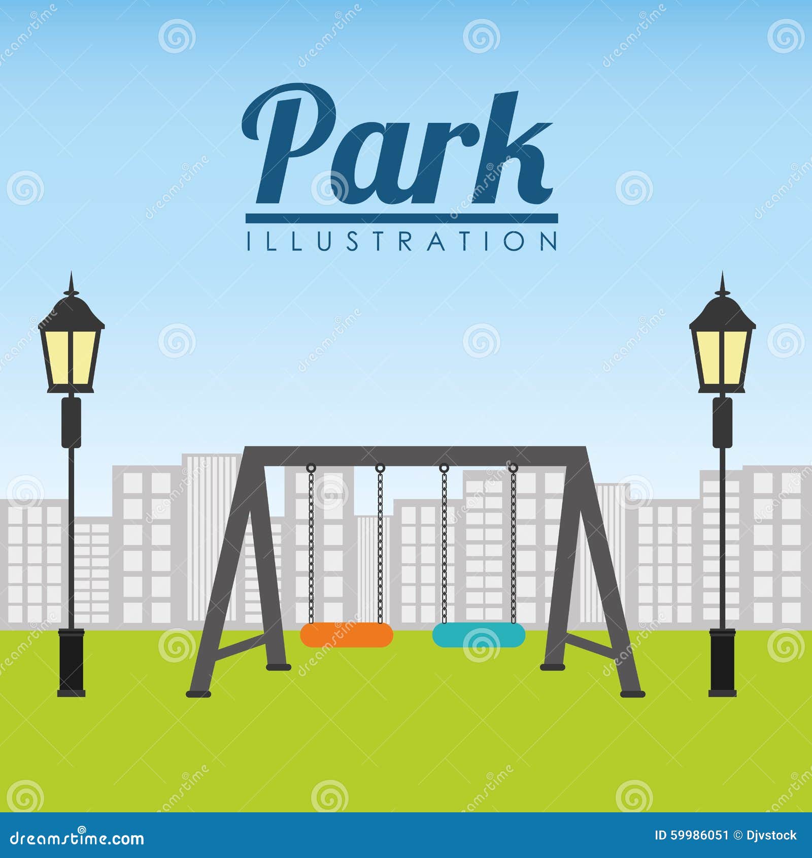 Park design stock vector. Illustration of leisure, lamps - 59986051
