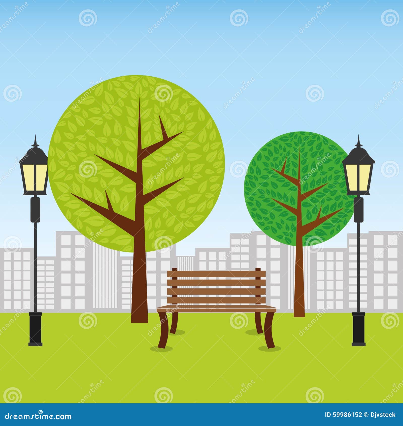 Park design stock vector. Illustration of bench, little - 59986152
