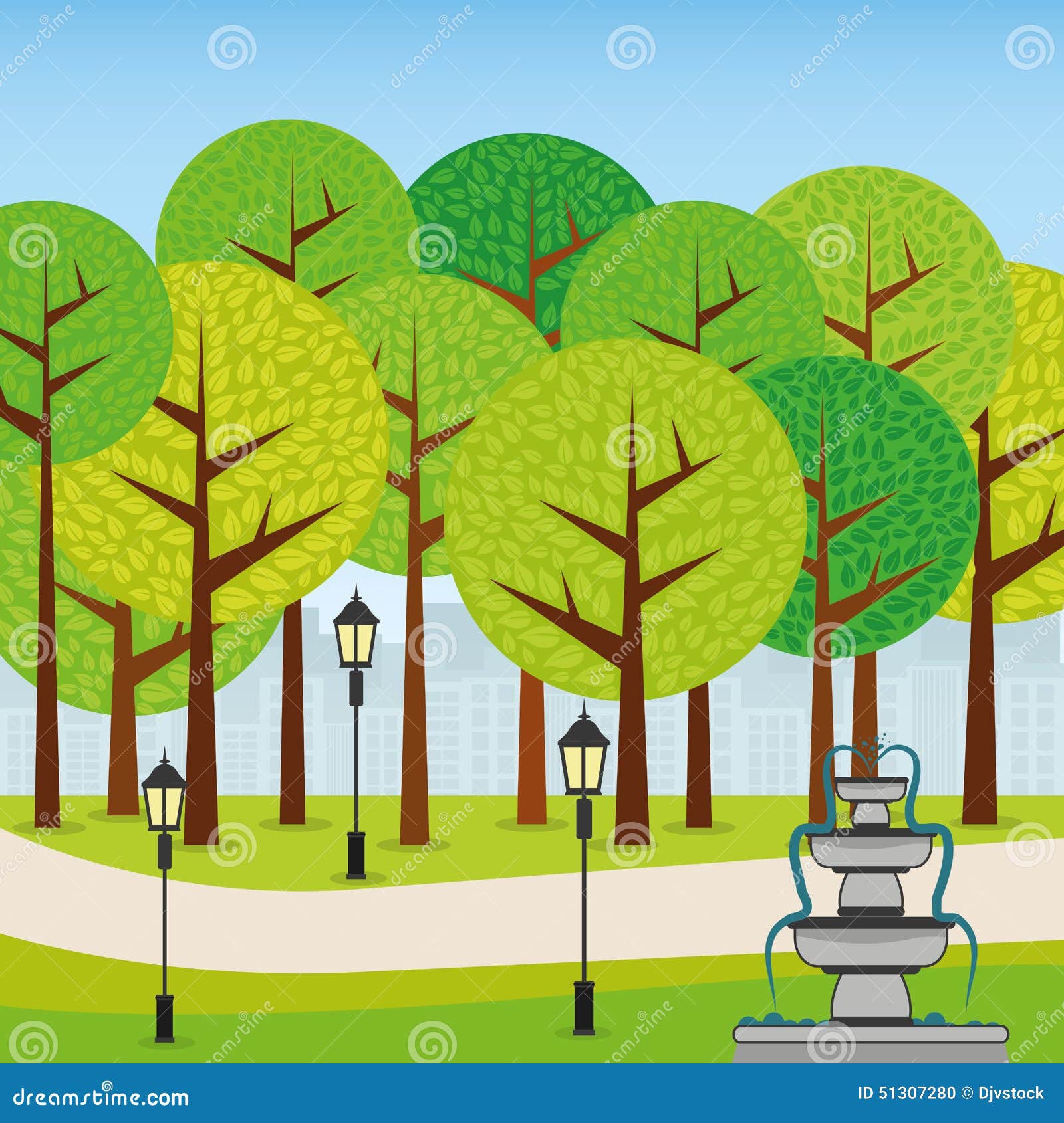 Park Design, Vector Illustration. Stock Vector - Illustration of fair ...