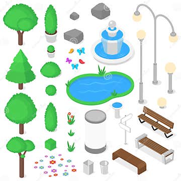 Park elements set. stock vector. Illustration of plaza - 71354907