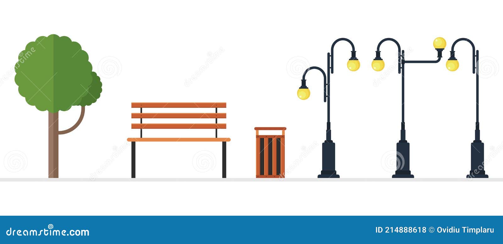 Park Elements Vector Illustration Isolated on White Background Stock ...