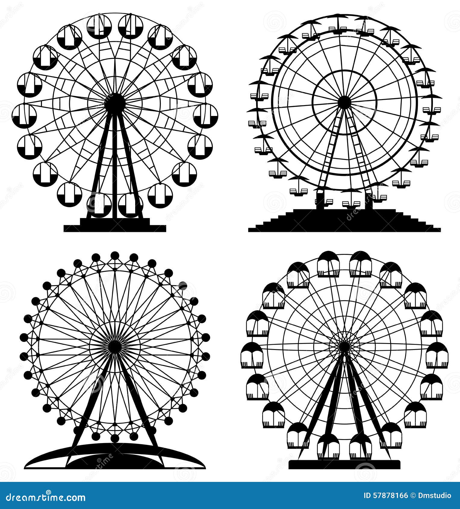 Vector park ferris wheels stock vector. Illustration of wheels - 57878166
