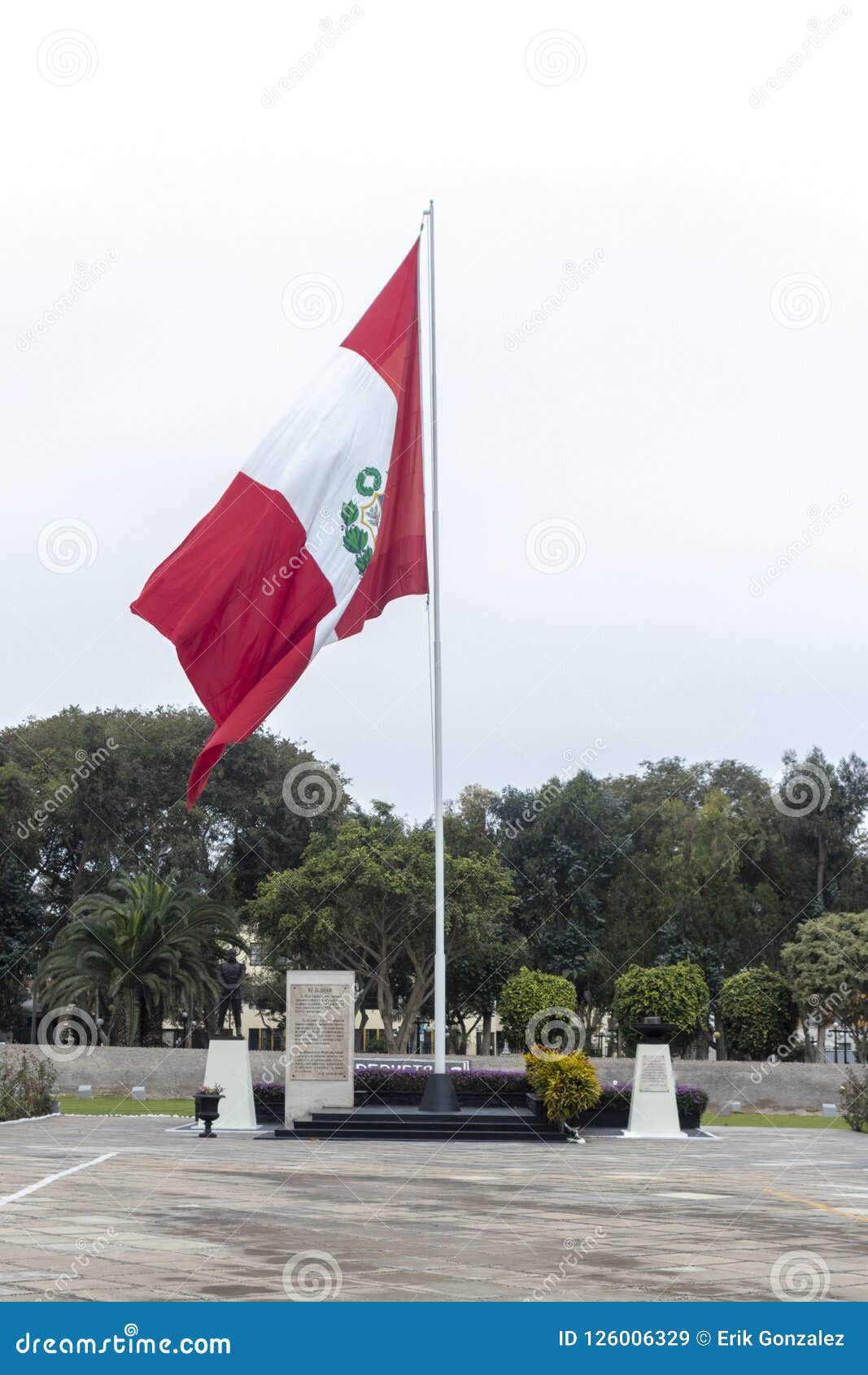 Park with the flag of Peru stock image. Image of site - 126006329