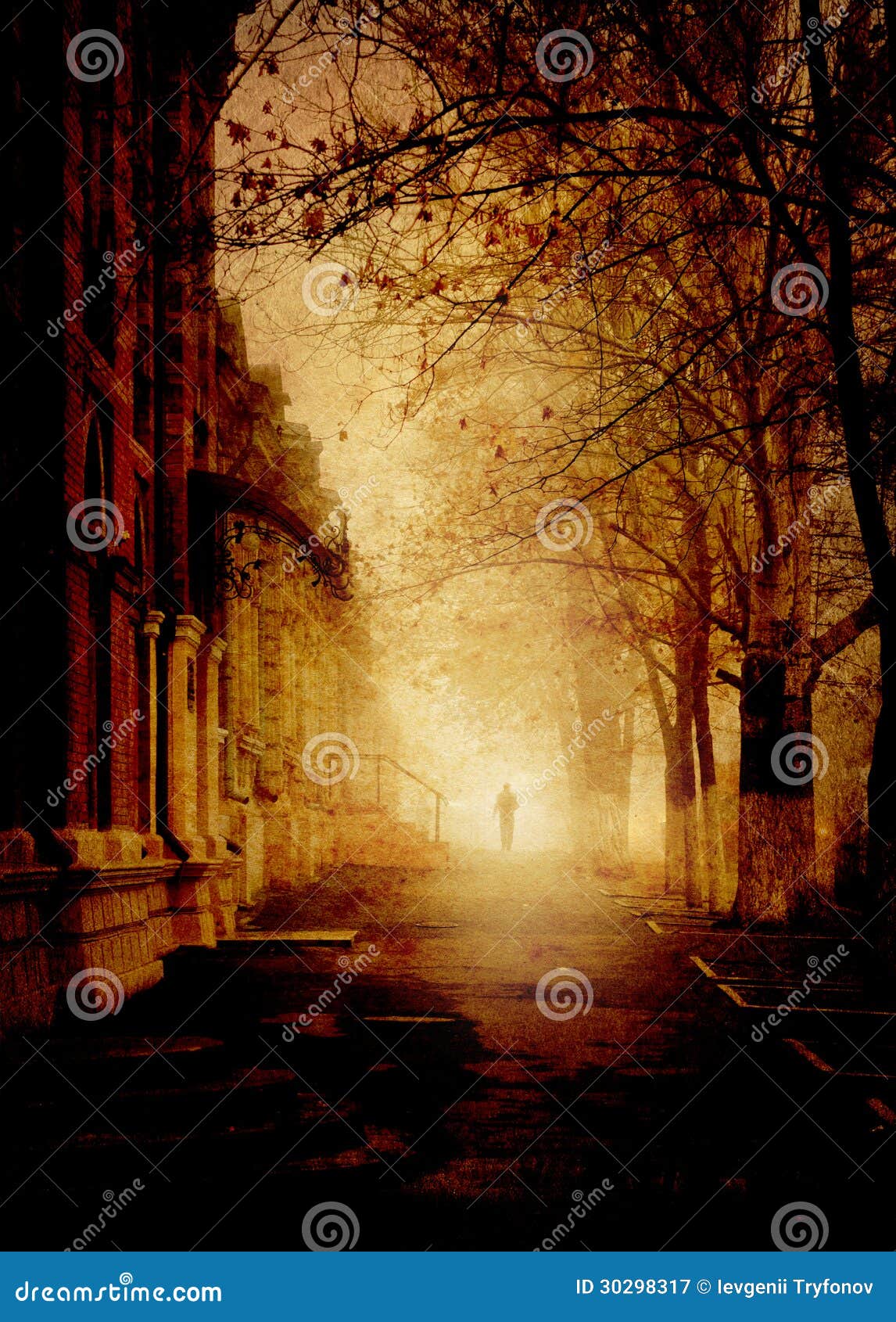 Park in a Fog. Gothic Scene. Stock Image - Image of night, manuscript ...