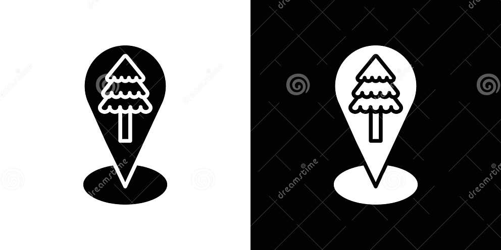 Park, Forest Location Map Icon Isolated Flat Vector in Outline Stock ...