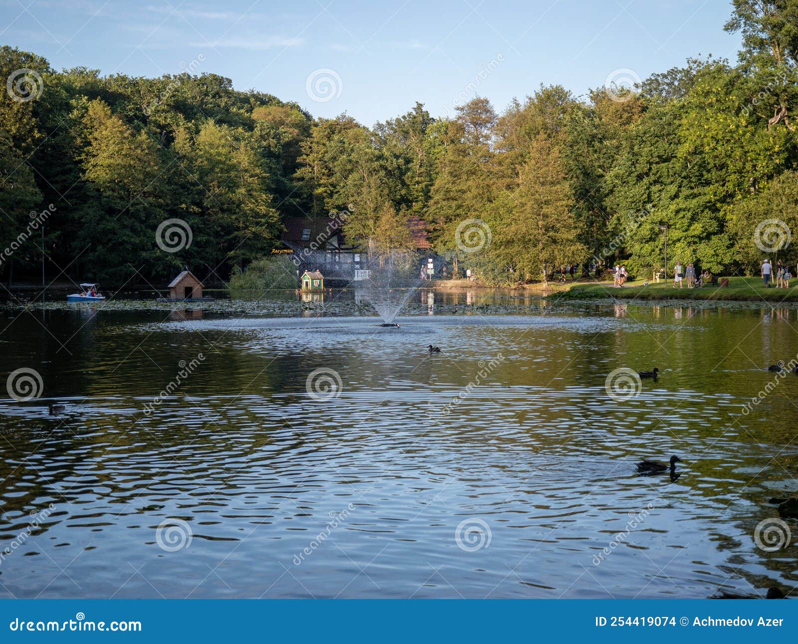 Park with Fountain and Pond Stock Photo - Image of public, style: 254419074