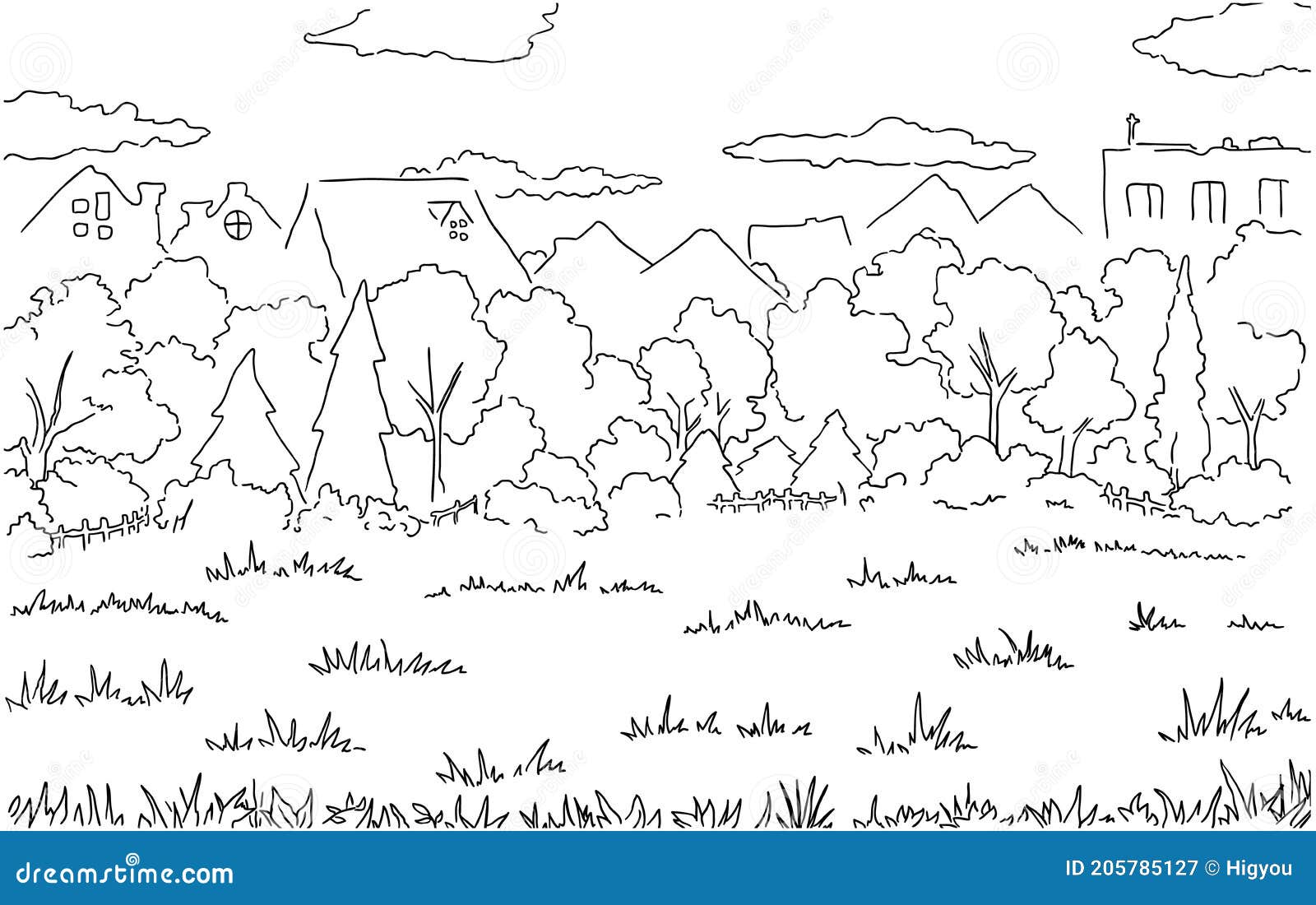 Grass Line Drawing Stock Illustrations – 25,612 Grass Line Drawing ...
