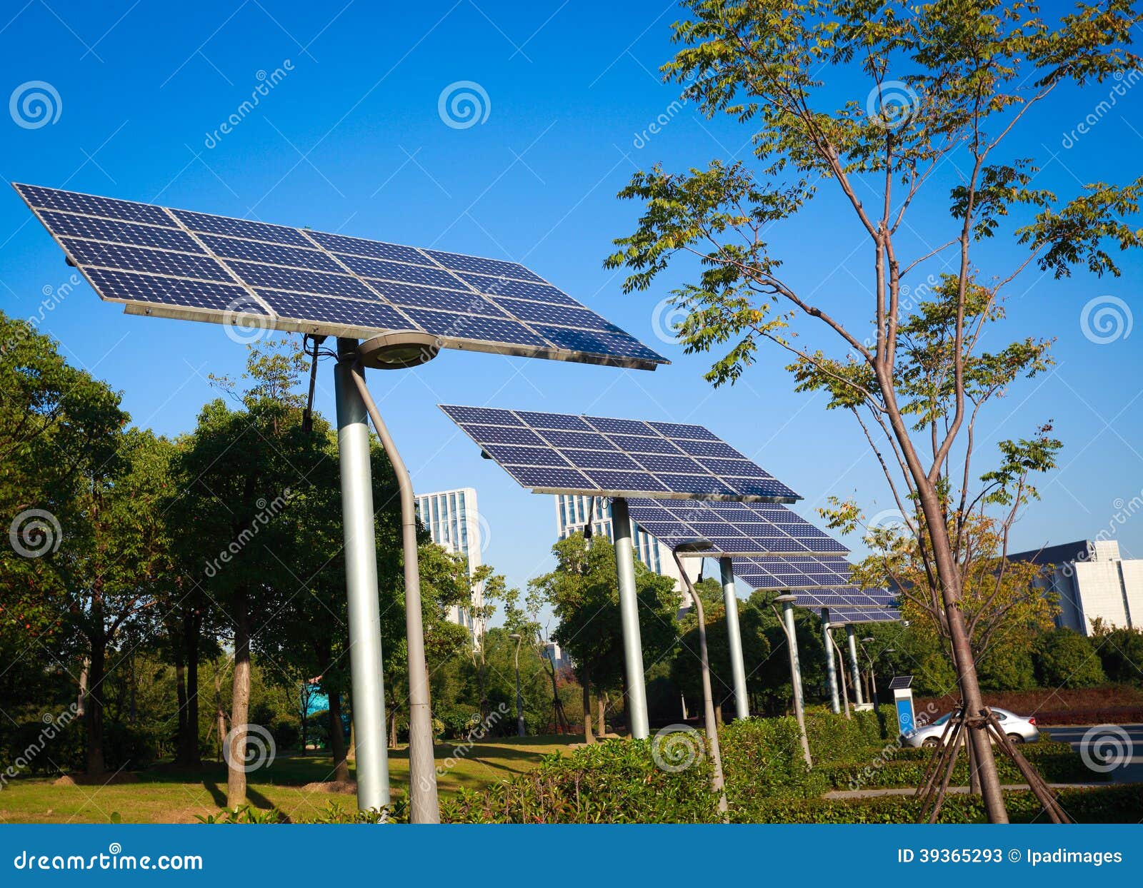 Park Green Energy Solar Power System Stock Image - Image of electricity ...