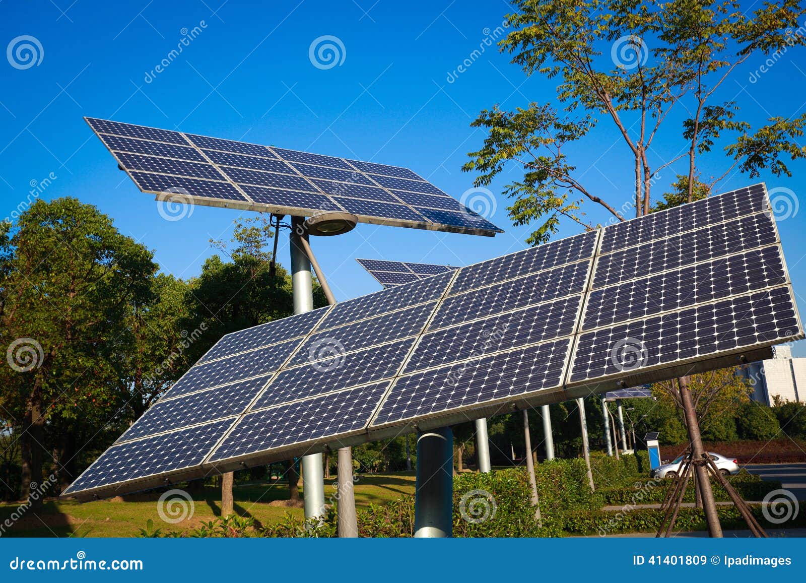 Park Green Energy Solar Power System Stock Image - Image of landscape ...