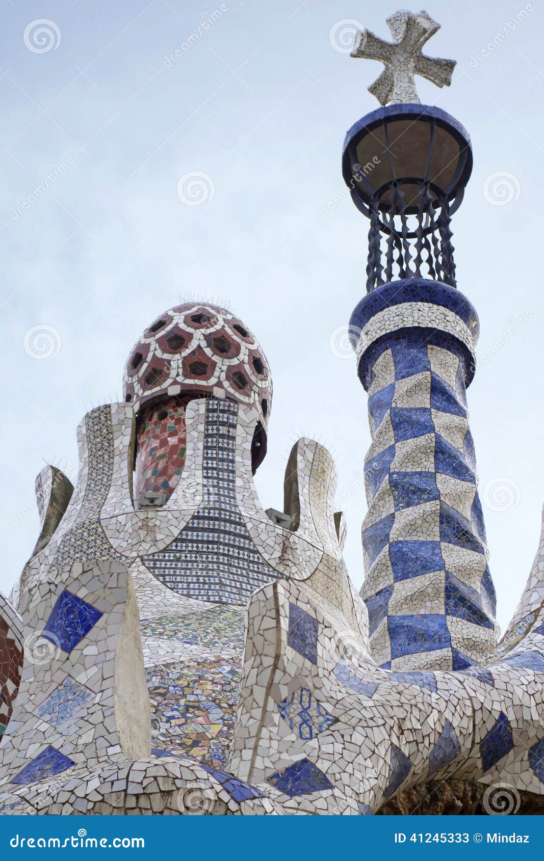 Park Guell tower stock image. Image of shadows, catalonia - 41245333