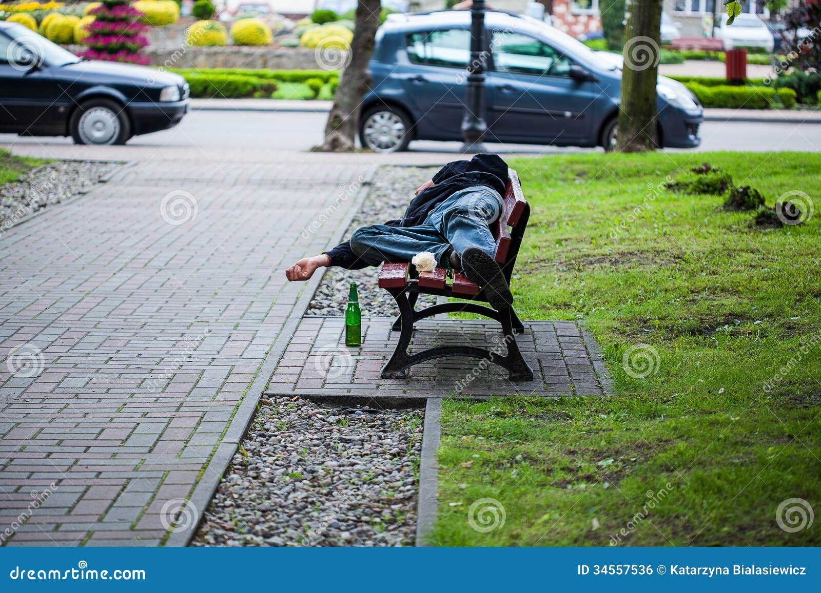 Park with homeless stock photo. Image of drunker, fall - 34557536