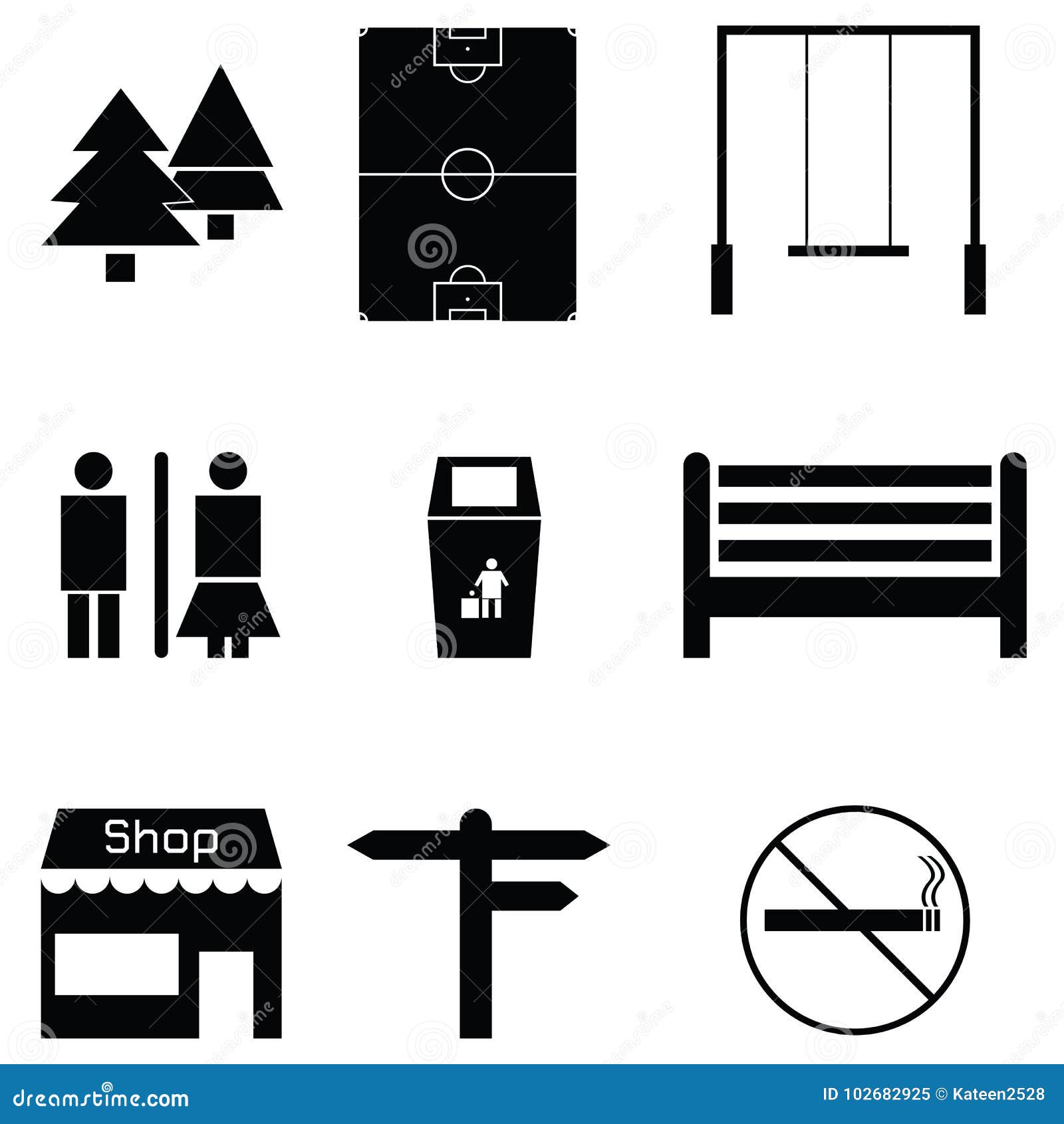 Park icon set stock vector. Illustration of three, shape - 102682925