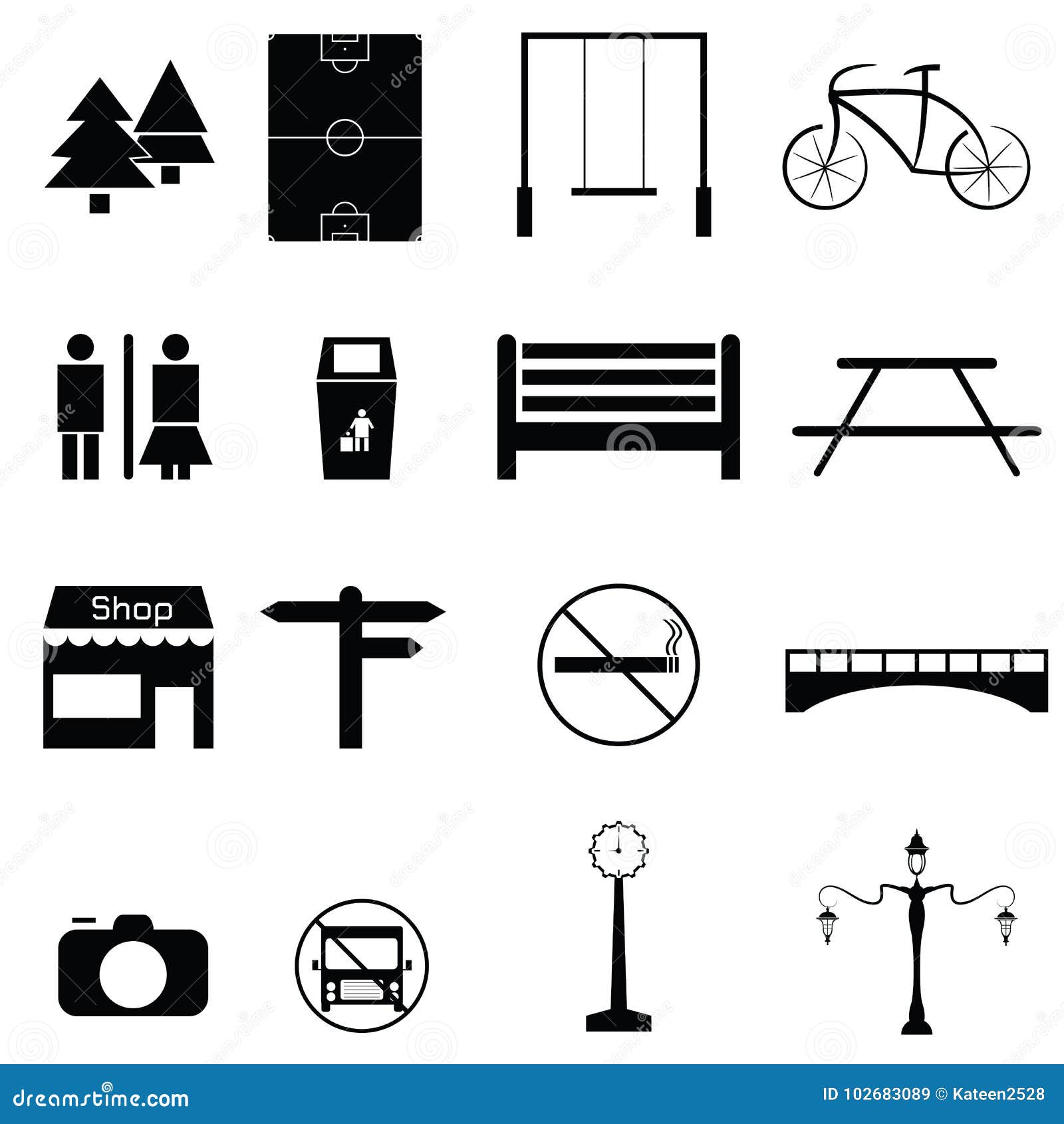 Park icon set stock vector. Illustration of leaf, pictogram - 102683089