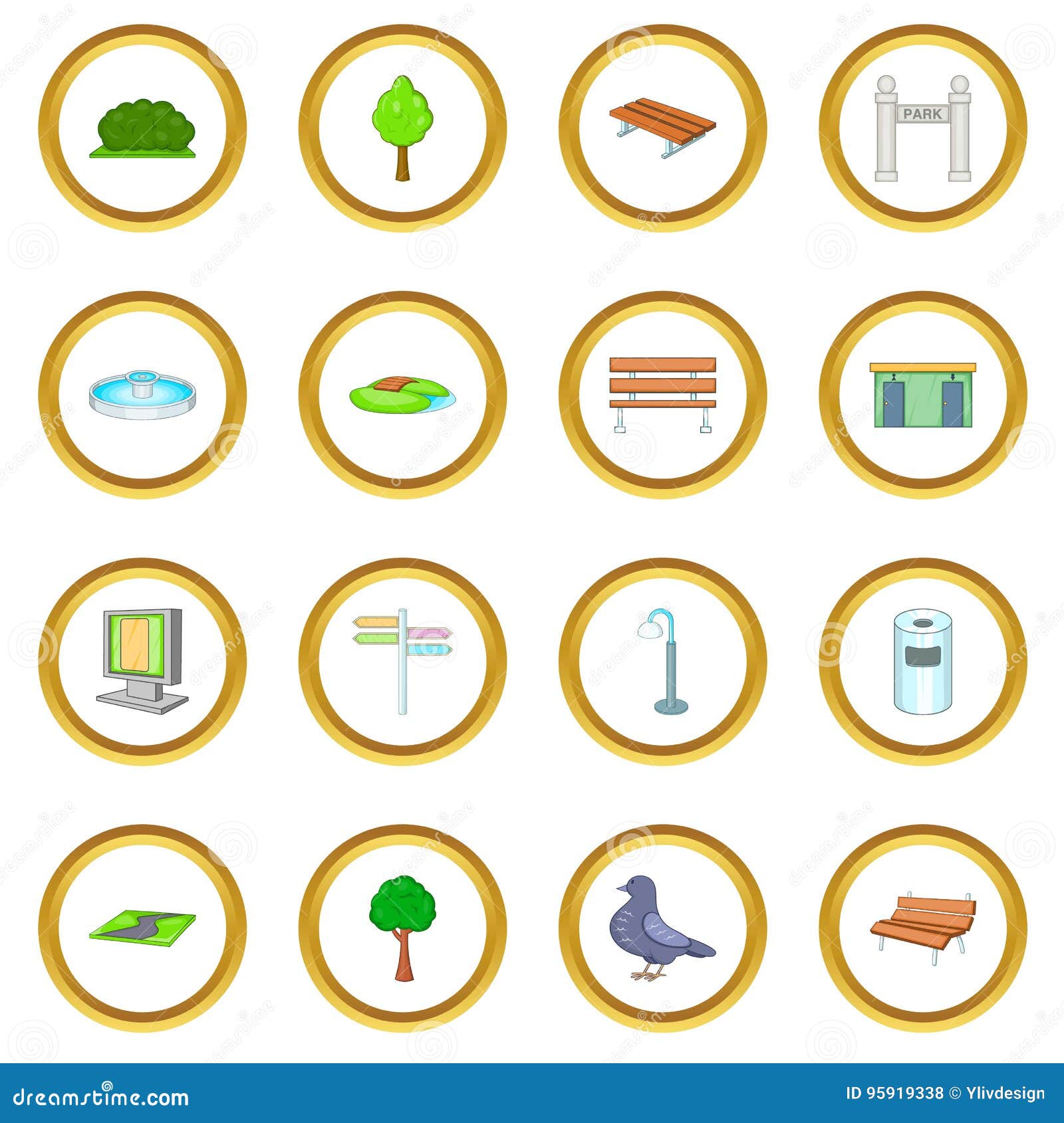 Park icons circle stock vector. Illustration of autumn - 95919338