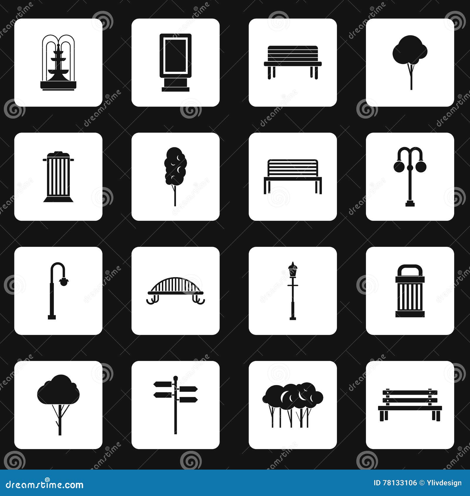 Park Icons Set, Simple Style Stock Vector - Illustration of pine ...